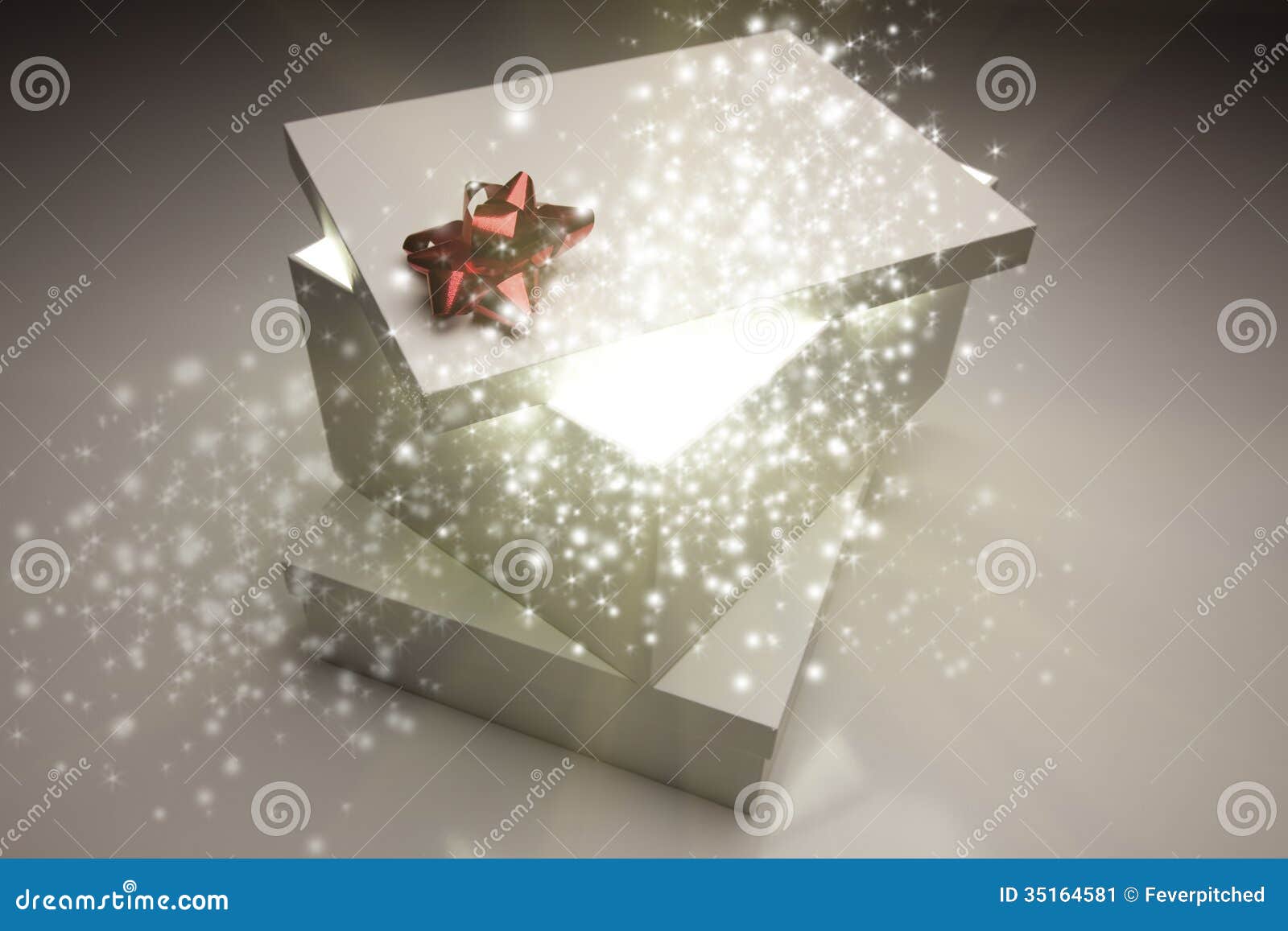 Christmas Presents with Something Bright and Magical Coming from Stock ...