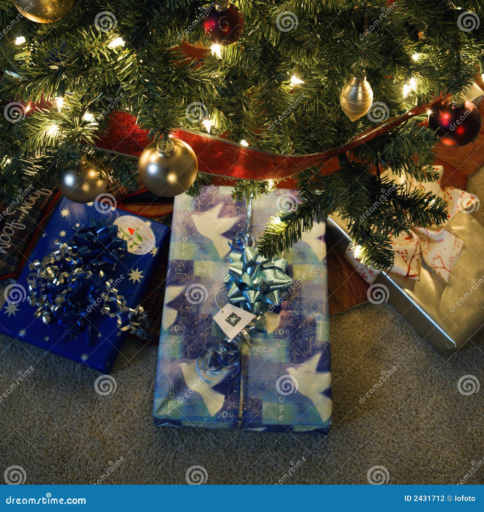 Christmas Presents Under Tree. Stock Photo - Image of chistmas ...