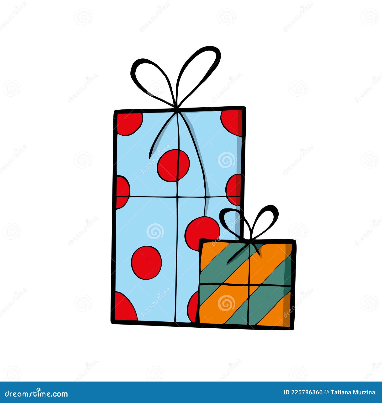 Christmas Presents on White Background Cute Cartoon Stock Vector ...