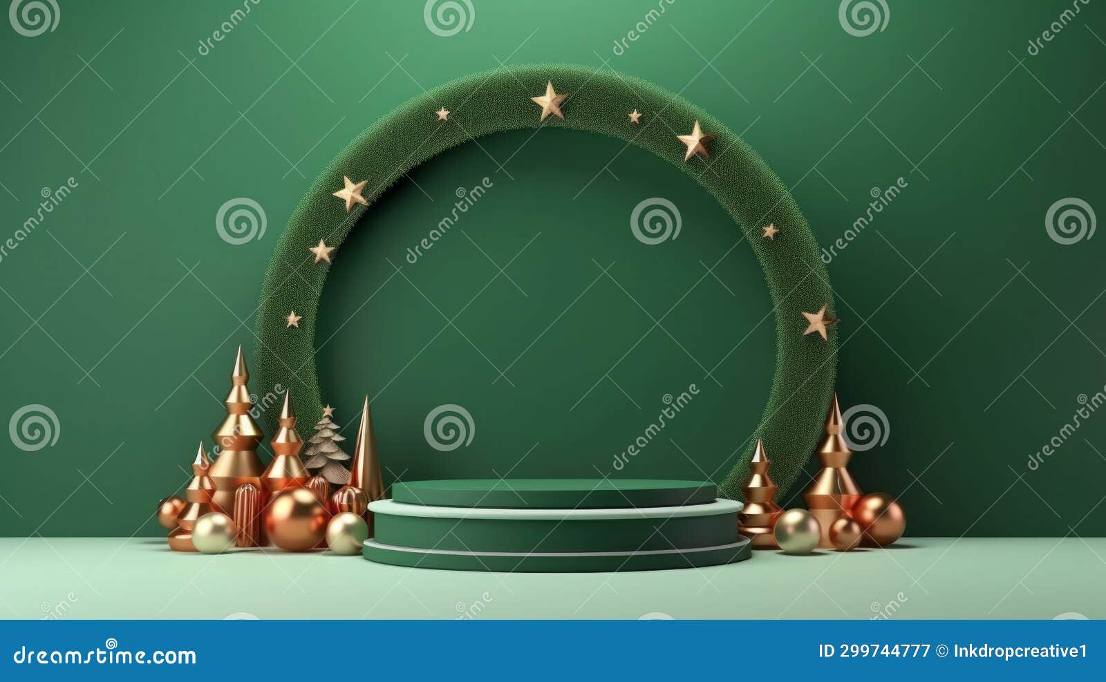 Christmas Product Display Podium with Festive Decorations Stock Image ...