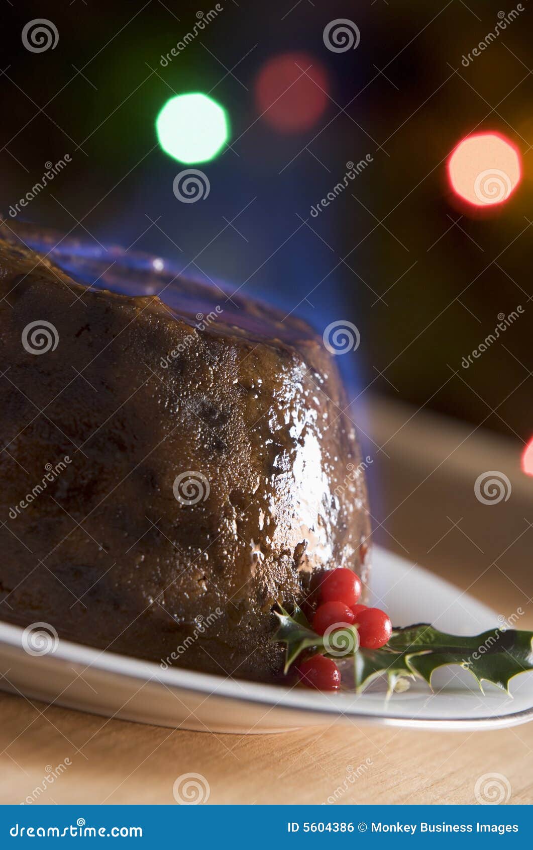Christmas Pudding with a Brandy Flamb Stock Photo - Image of ingredient ...
