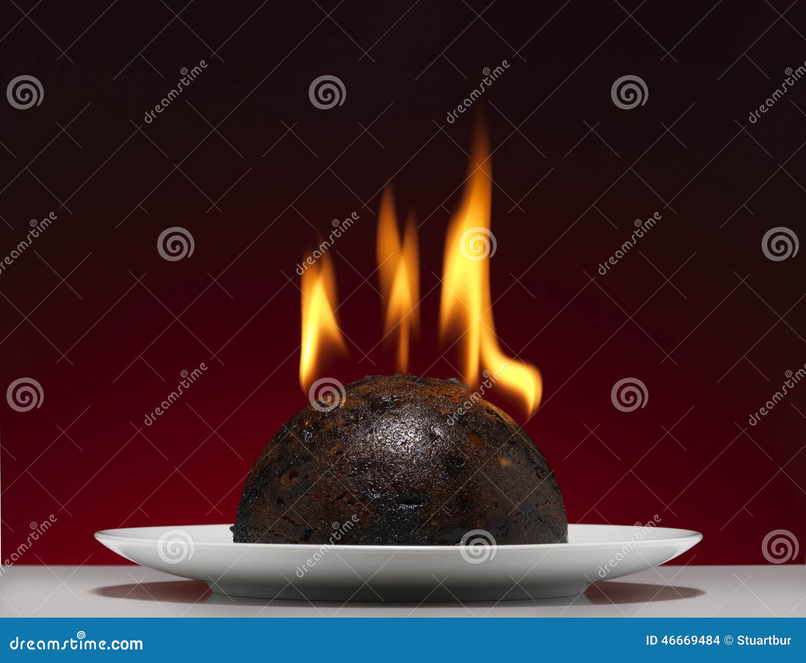 Christmas Pudding stock photo. Image of christmas, fire - 46669484