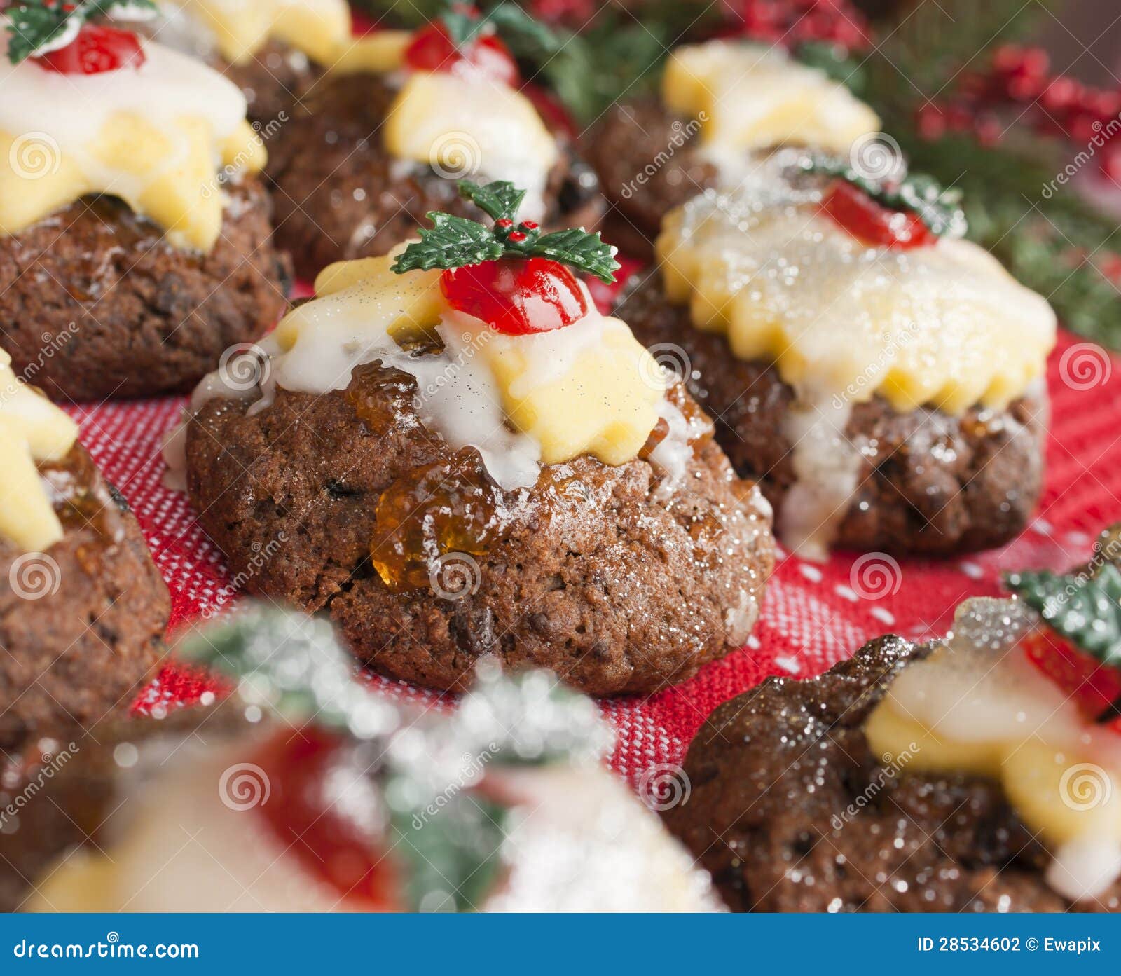Christmas Pudding, Icing, Marzipan, Holly Stock Photo - Image of field ...