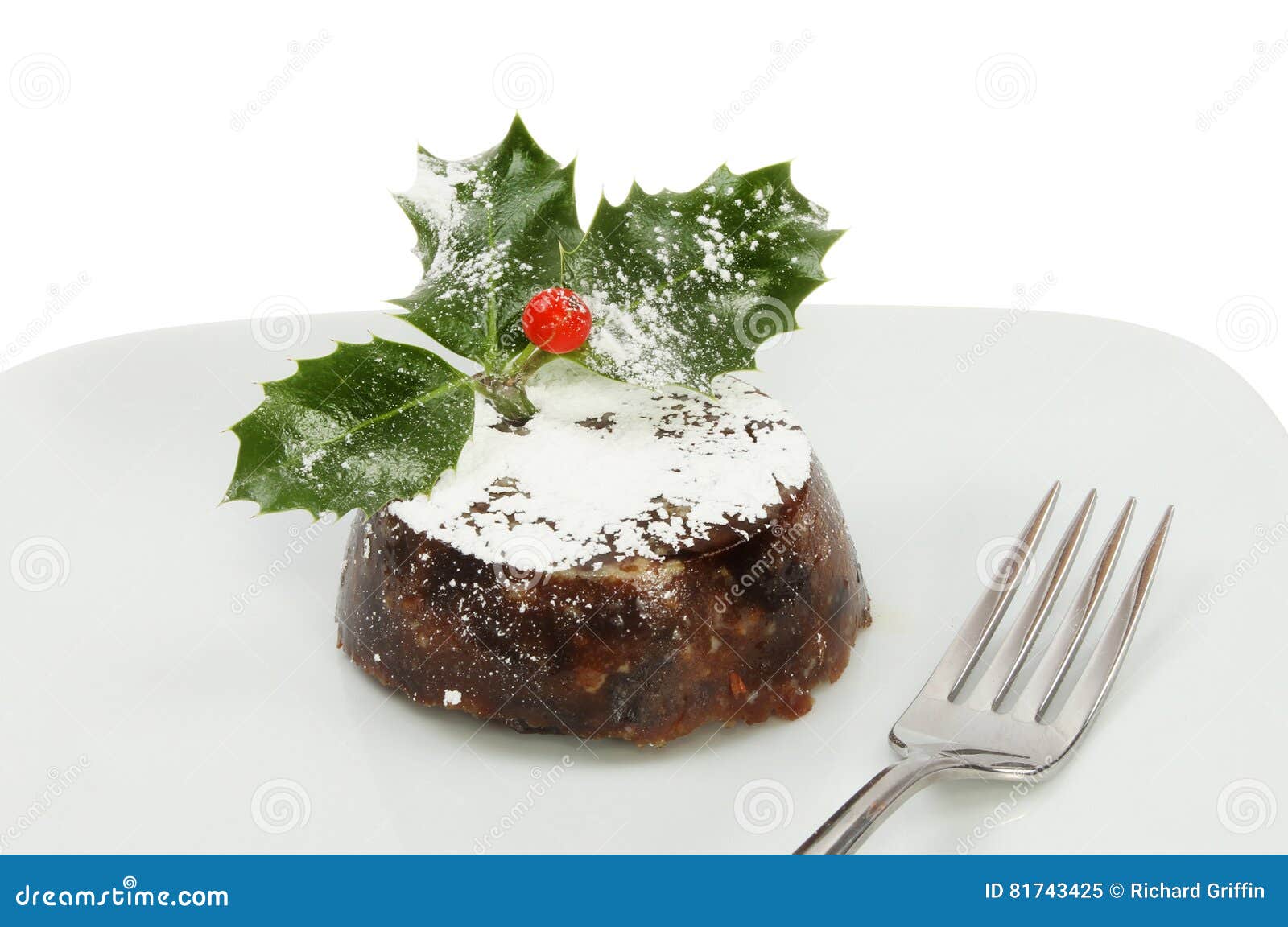 Christmas Pudding on a Plate Stock Image - Image of decorated, ripe ...