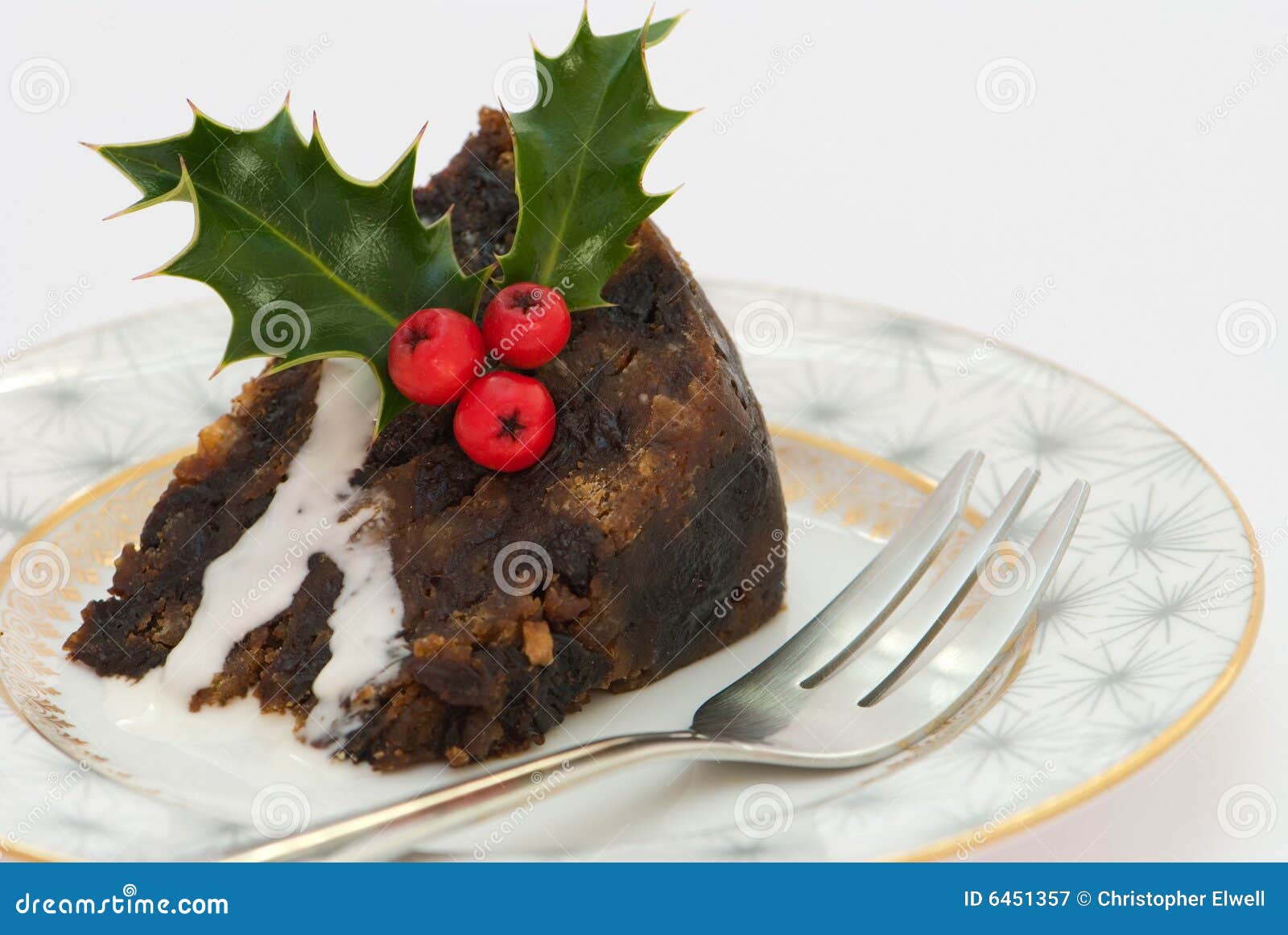 Christmas Pudding Slice stock image. Image of portion - 6451357