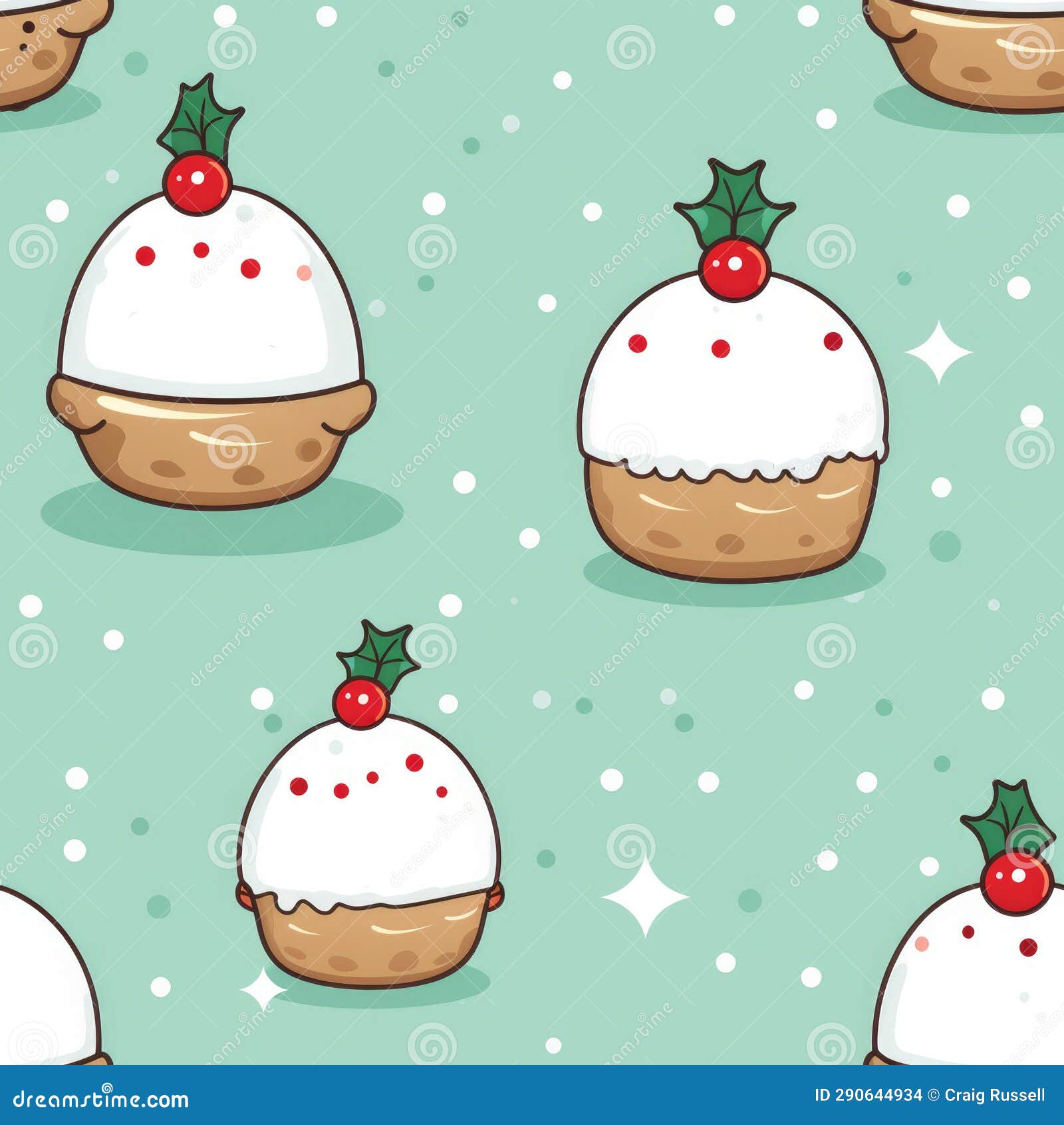 Christmas Pudding Theme Background Seamless Stock Illustration ...