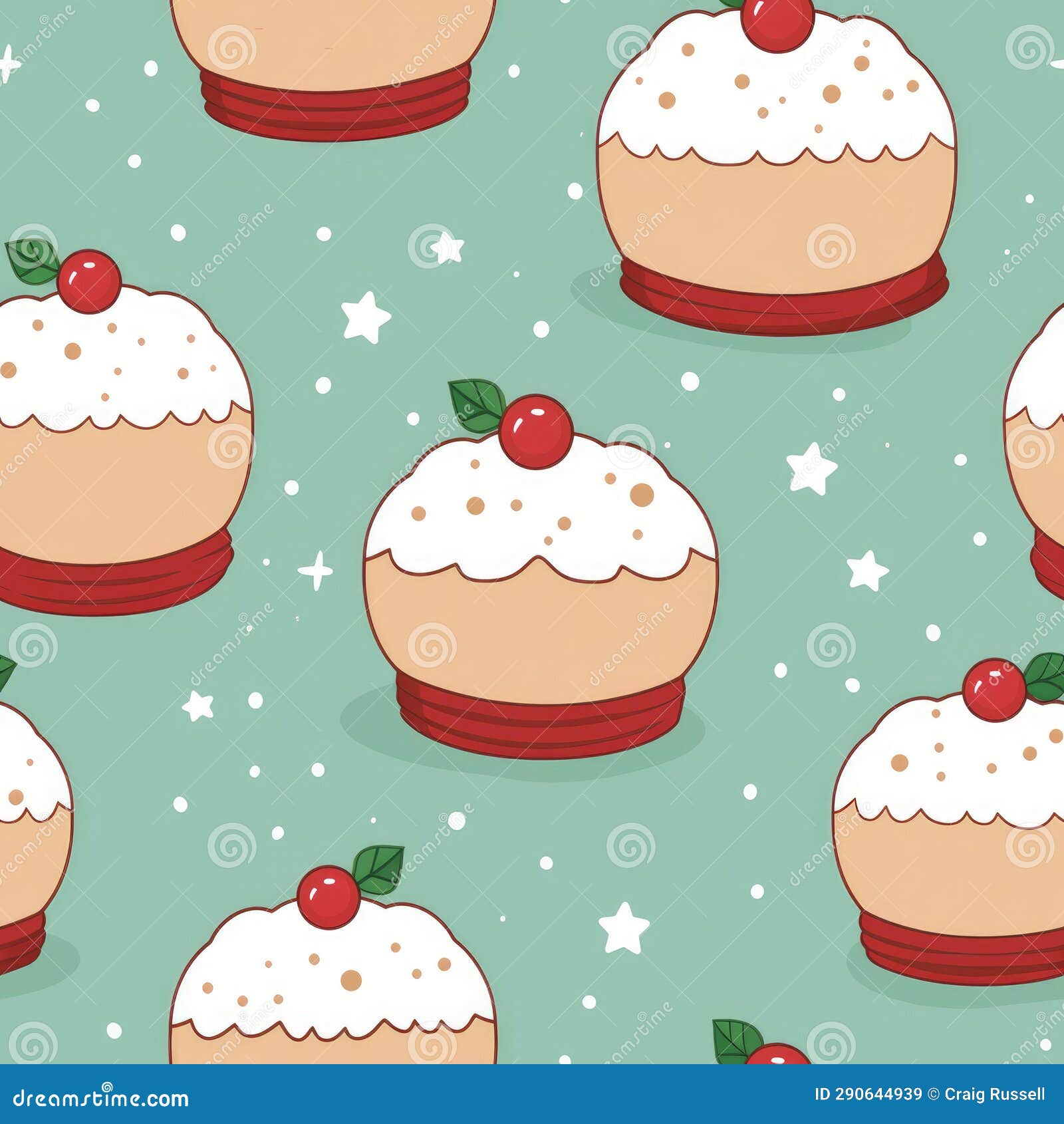 Christmas Pudding Theme Background Seamless Stock Illustration ...