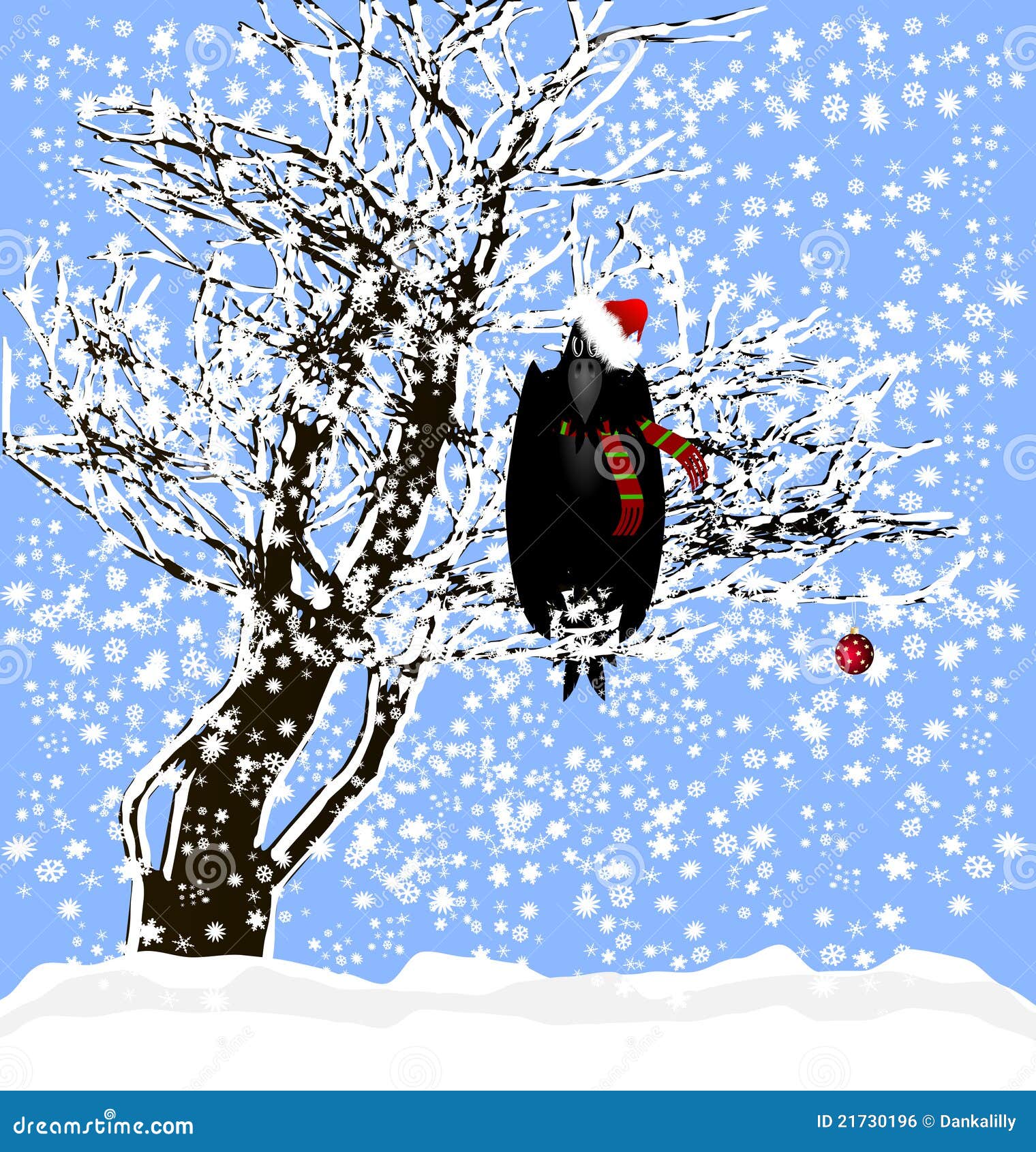 Christmas and a raven stock vector. Illustration of decorated - 21730196