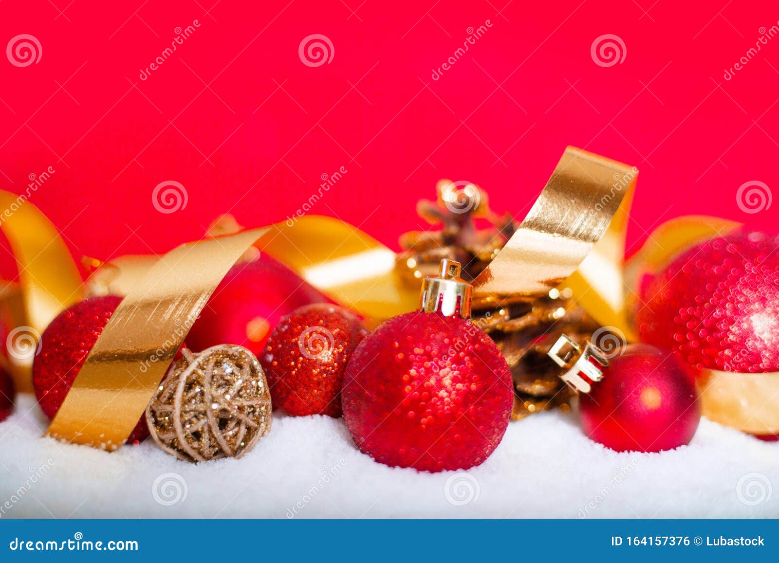Christmas Red Balls on Snow Stock Photo - Image of golden, ornate ...