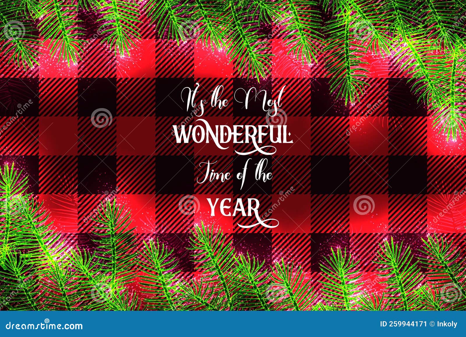Christmas Red Buffalo Plaid Card With Tree Branches And Text Its The