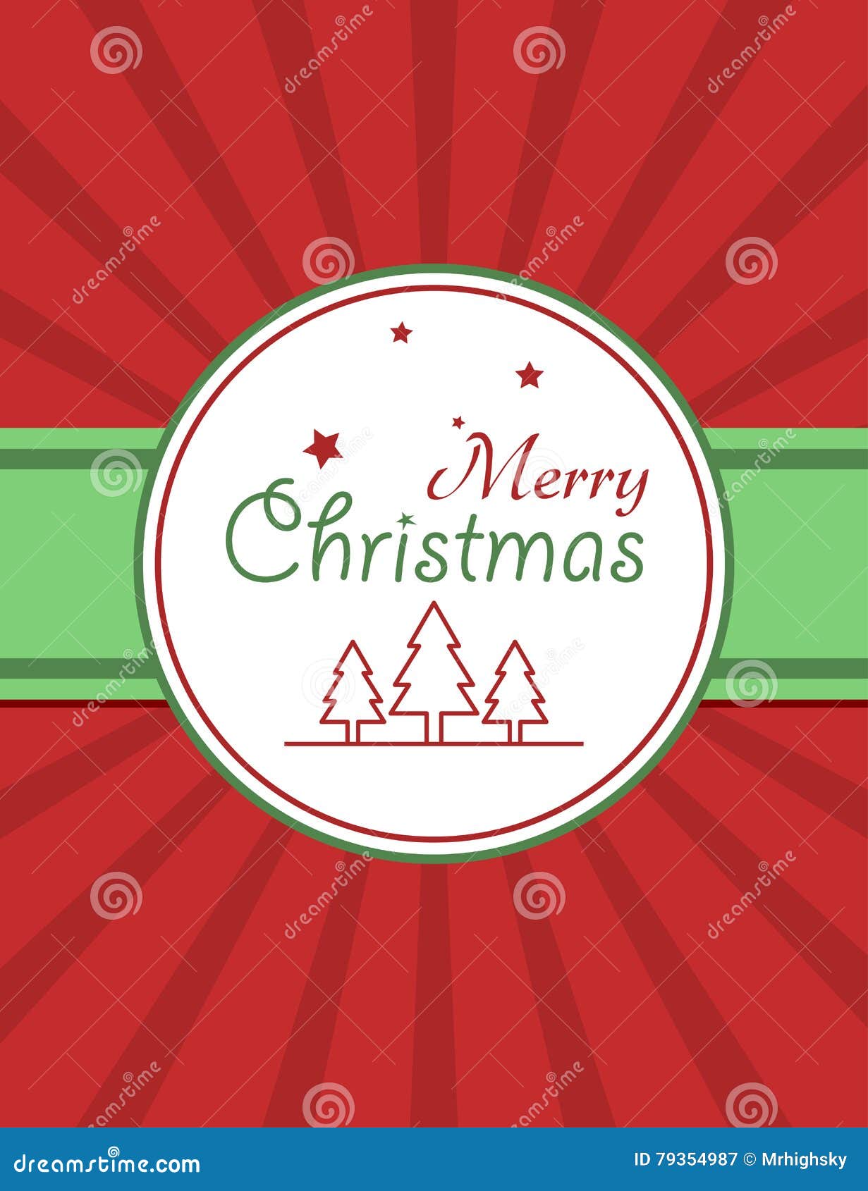 Christmas red card design stock vector. Illustration of merry - 79354987