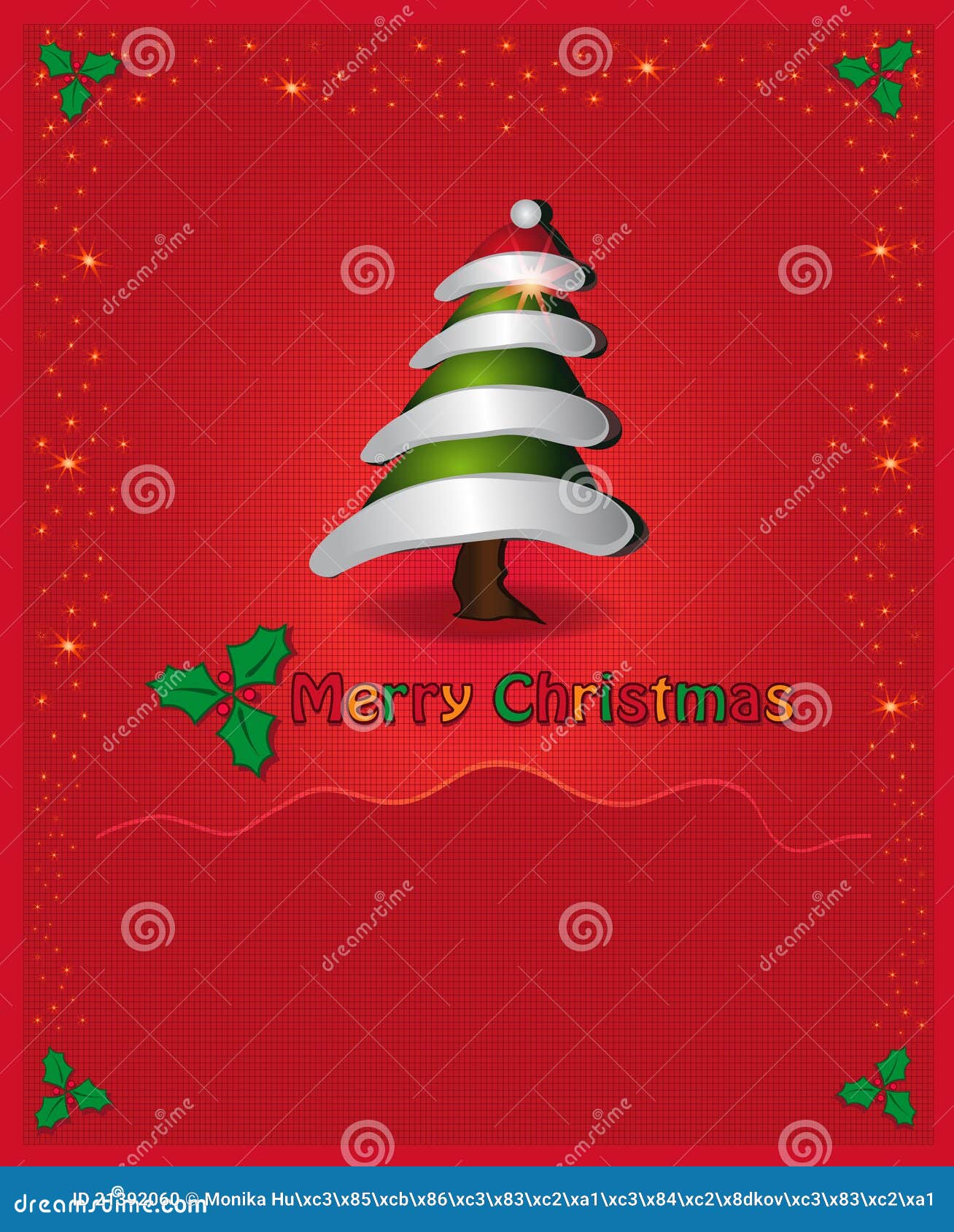 Christmas Red Congratulations Card Tree Stock Vector - Illustration of ...
