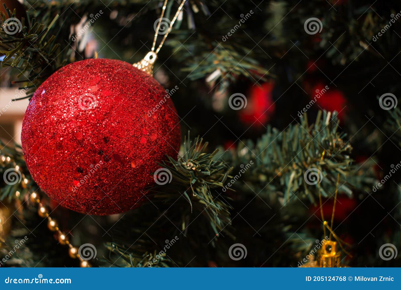 Christmas Red Decorative Ball. Christmas Tree Decoration Stock Photo ...