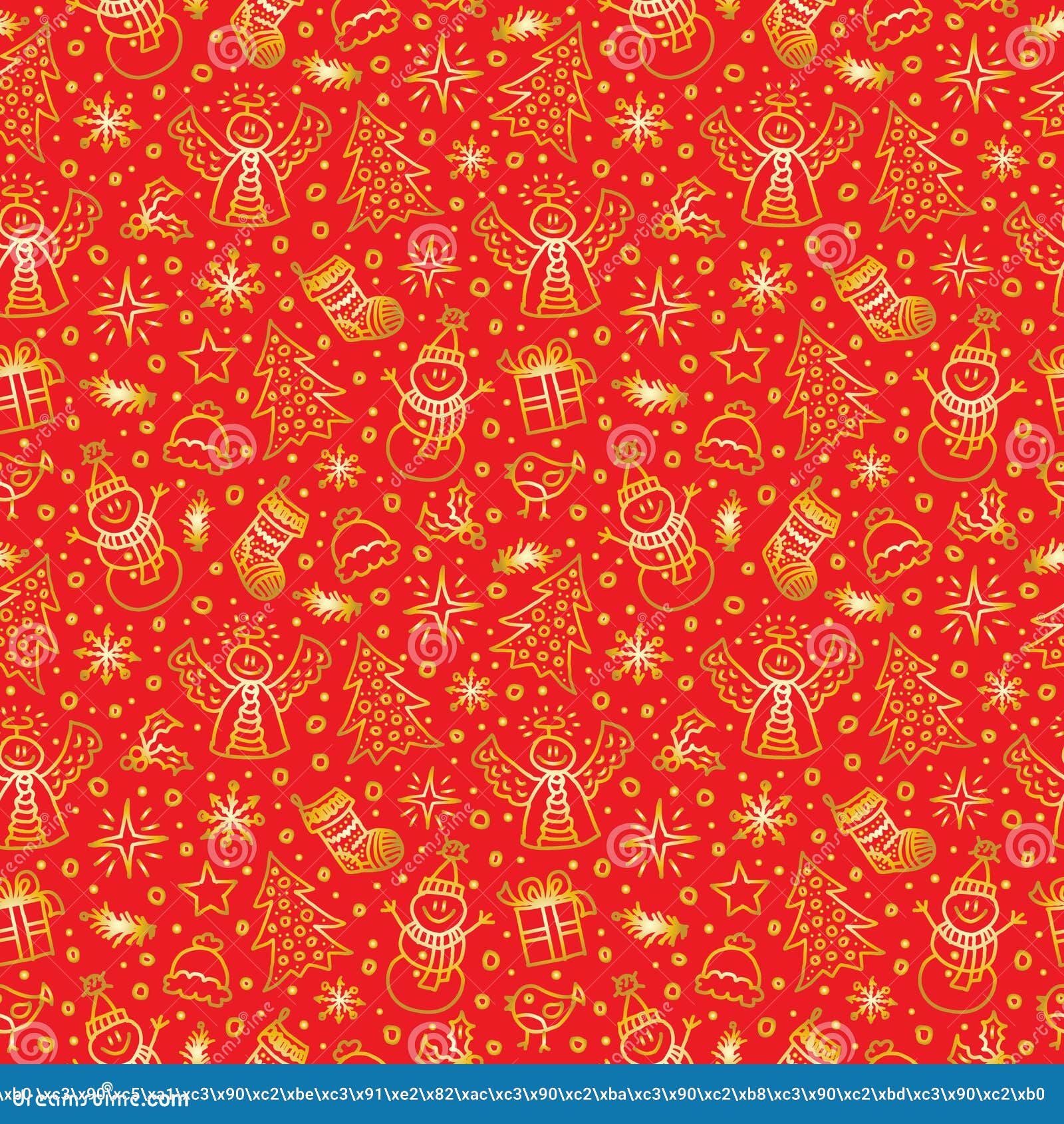 Christmas Red Gold Seamless Pattern. Vector Stock Vector - Illustration ...