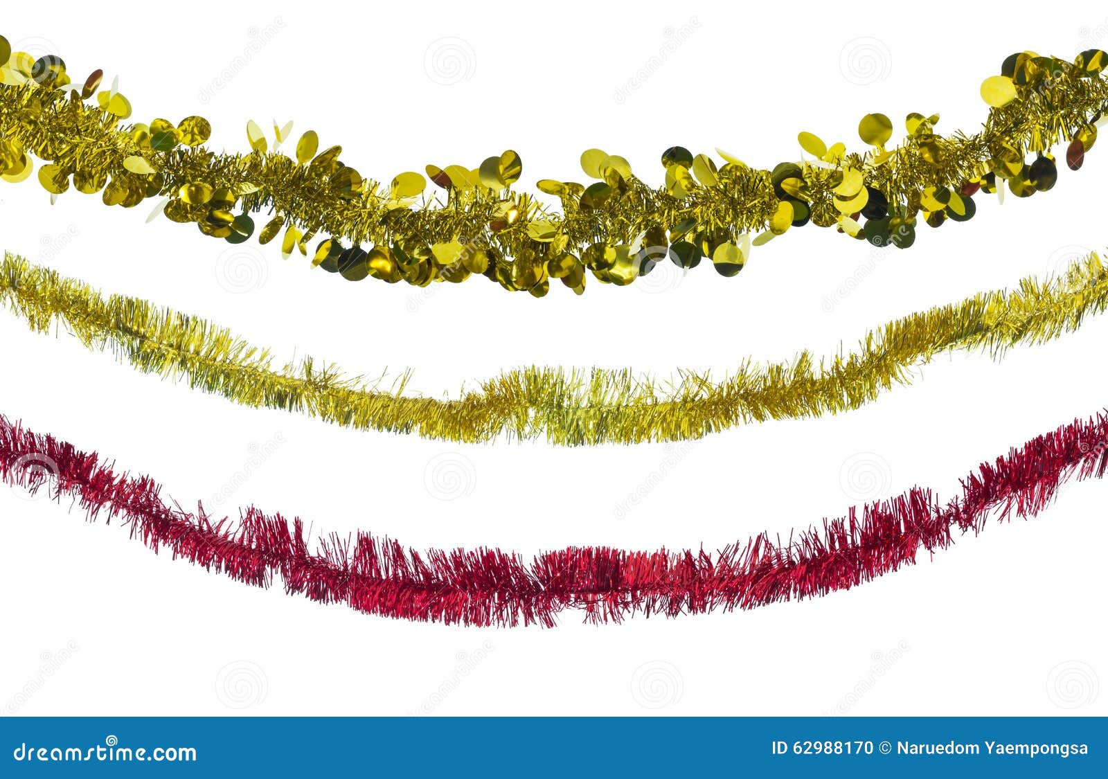 Christmas Red and Gold Tinsel Stock Photo - Image of glitter, gold ...
