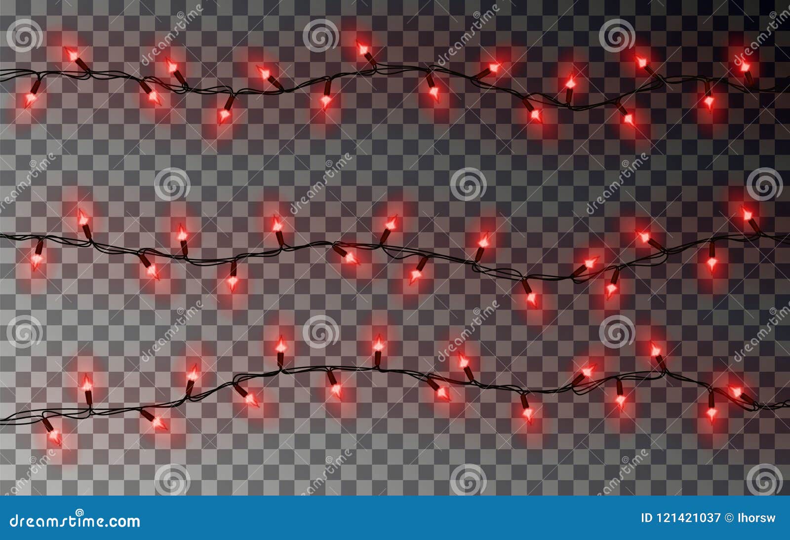 Christmas Red Lights String. Transparent Effect Decoration Isolated on ...