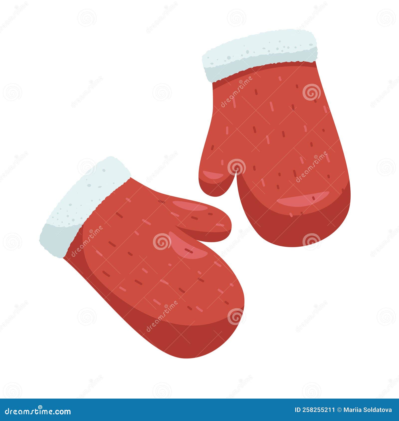 Christmas Red Mittens Gloves with Fur Collar Stock Vector ...