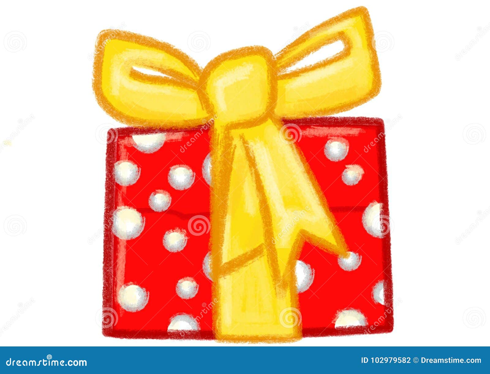 Christmas Red Present with Yellow Bow Stock Illustration - Illustration ...