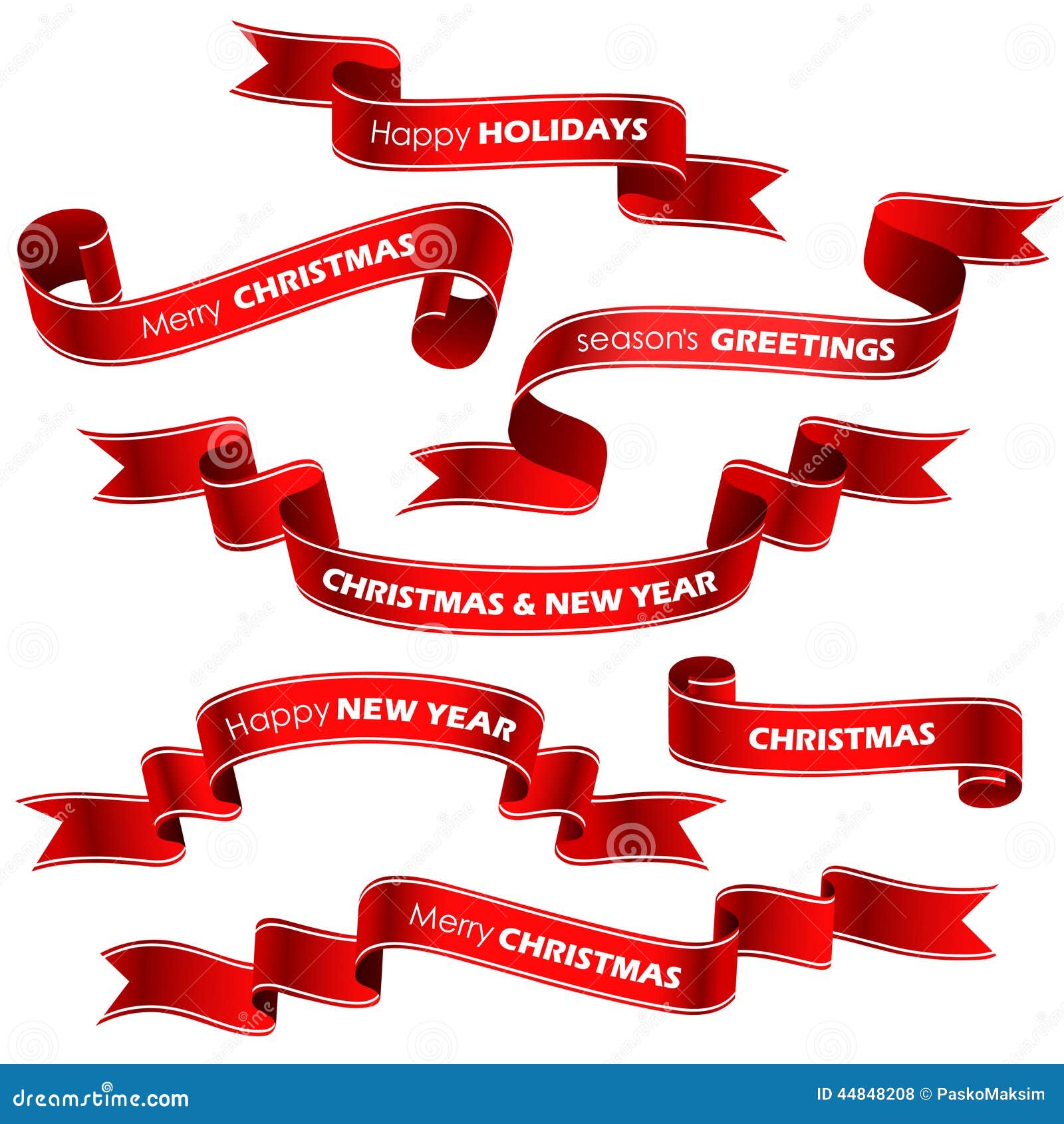 Christmas red ribbons stock vector. Illustration of blank - 44848208
