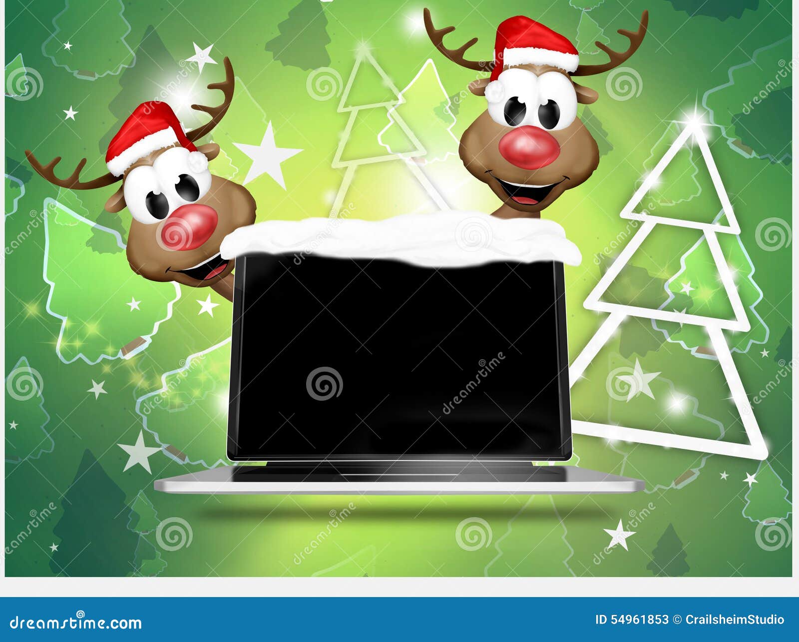 Christmas Reindeer Computer Stock Illustration - Illustration of ...