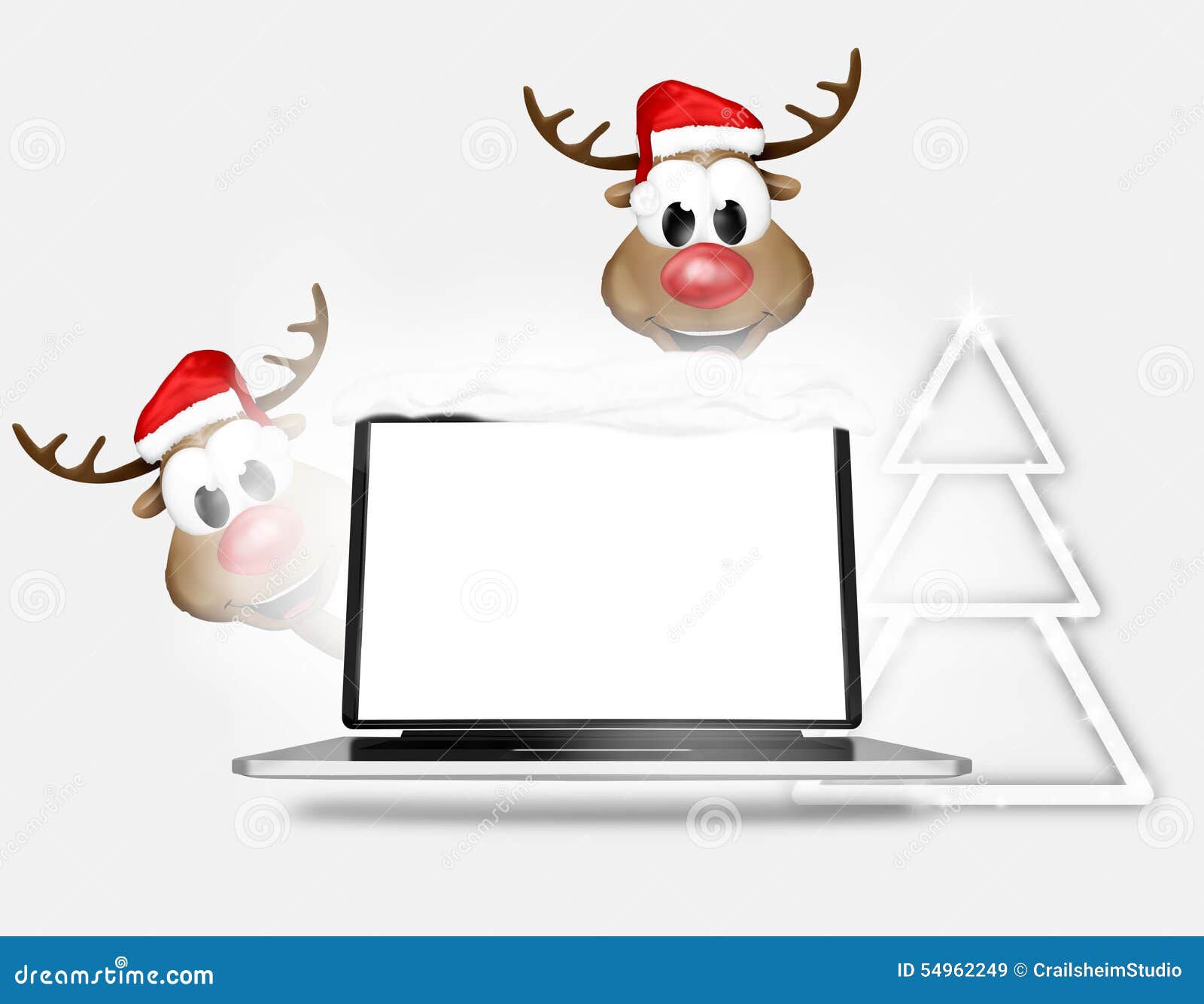 Christmas Reindeer Computer Stock Illustration - Illustration of animal ...