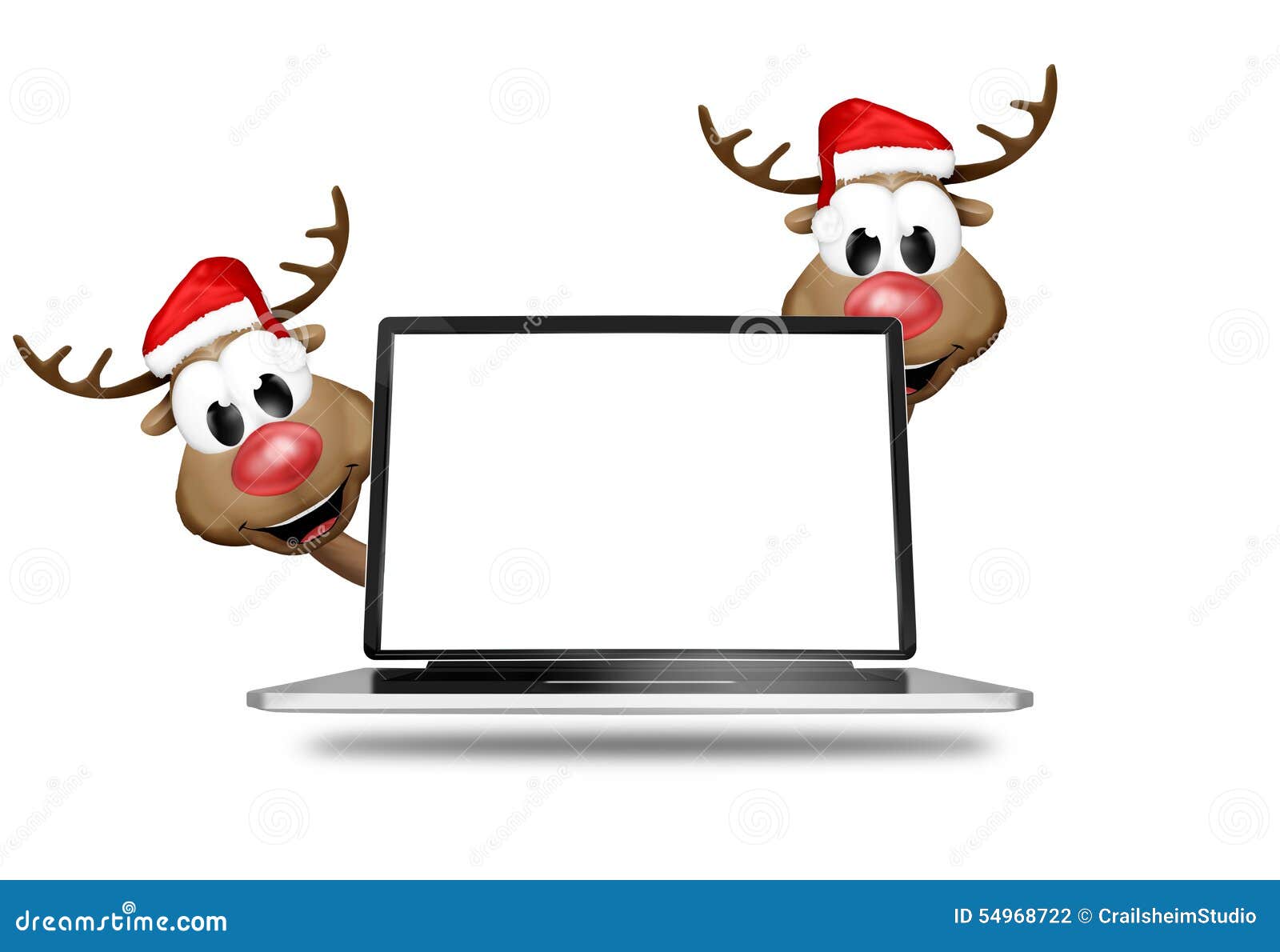 Christmas Reindeer Computer Stock Illustration - Illustration of ...
