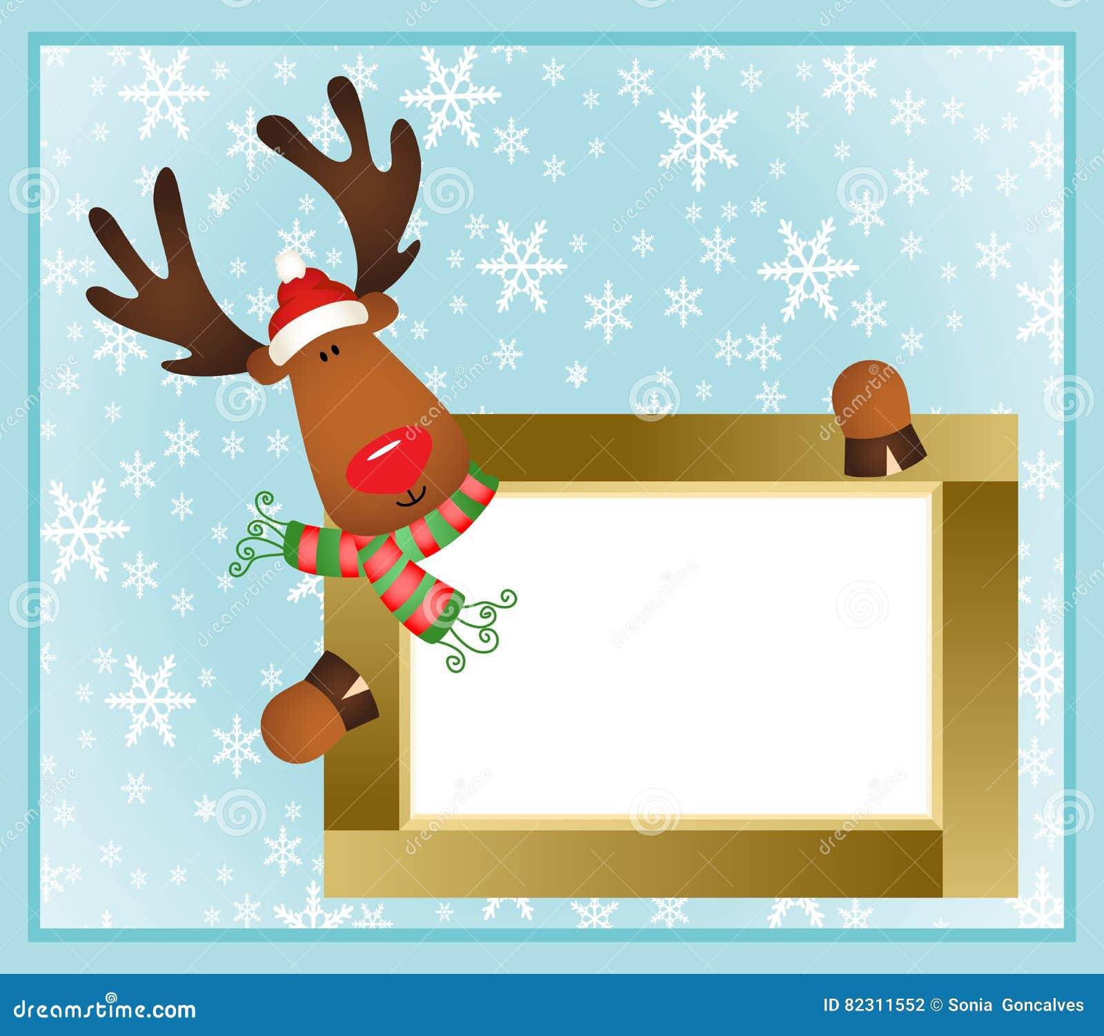 Christmas reindeer frame stock vector. Illustration of winter - 82311552