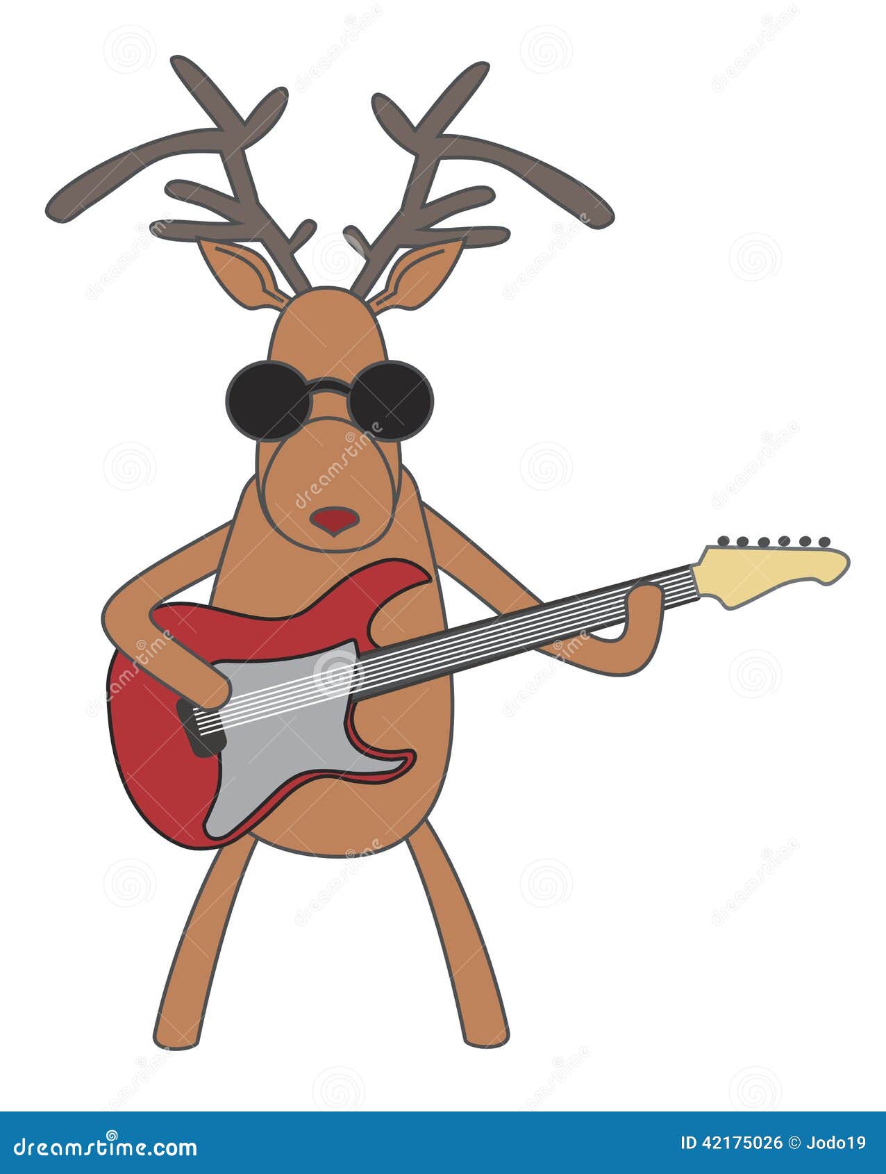 Christmas Reindeer Playing Guitar Stock Vector - Illustration of night ...