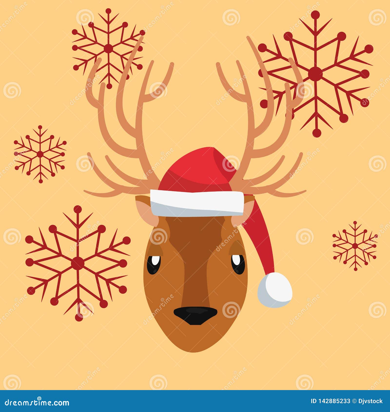 Christmas Reindeer Snowflake Decoration Stock Vector - Illustration of ...