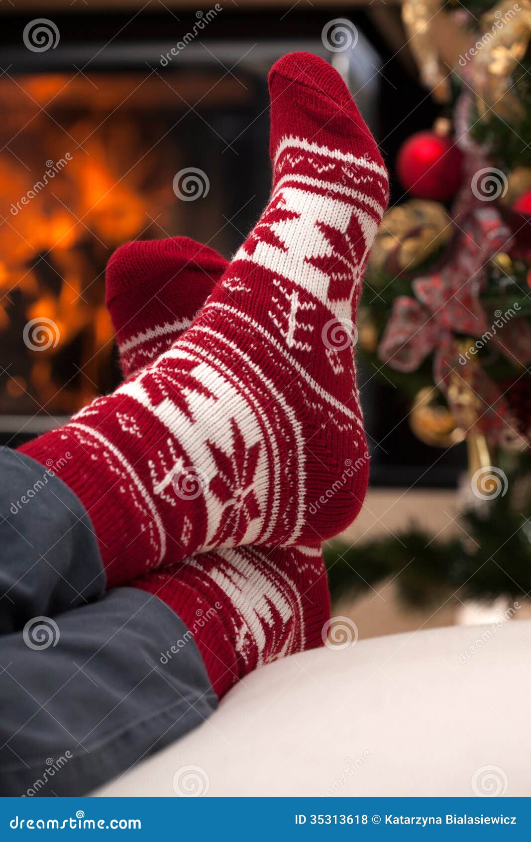 Christmas Relax after Skiing in Mountains Stock Photo - Image of ...