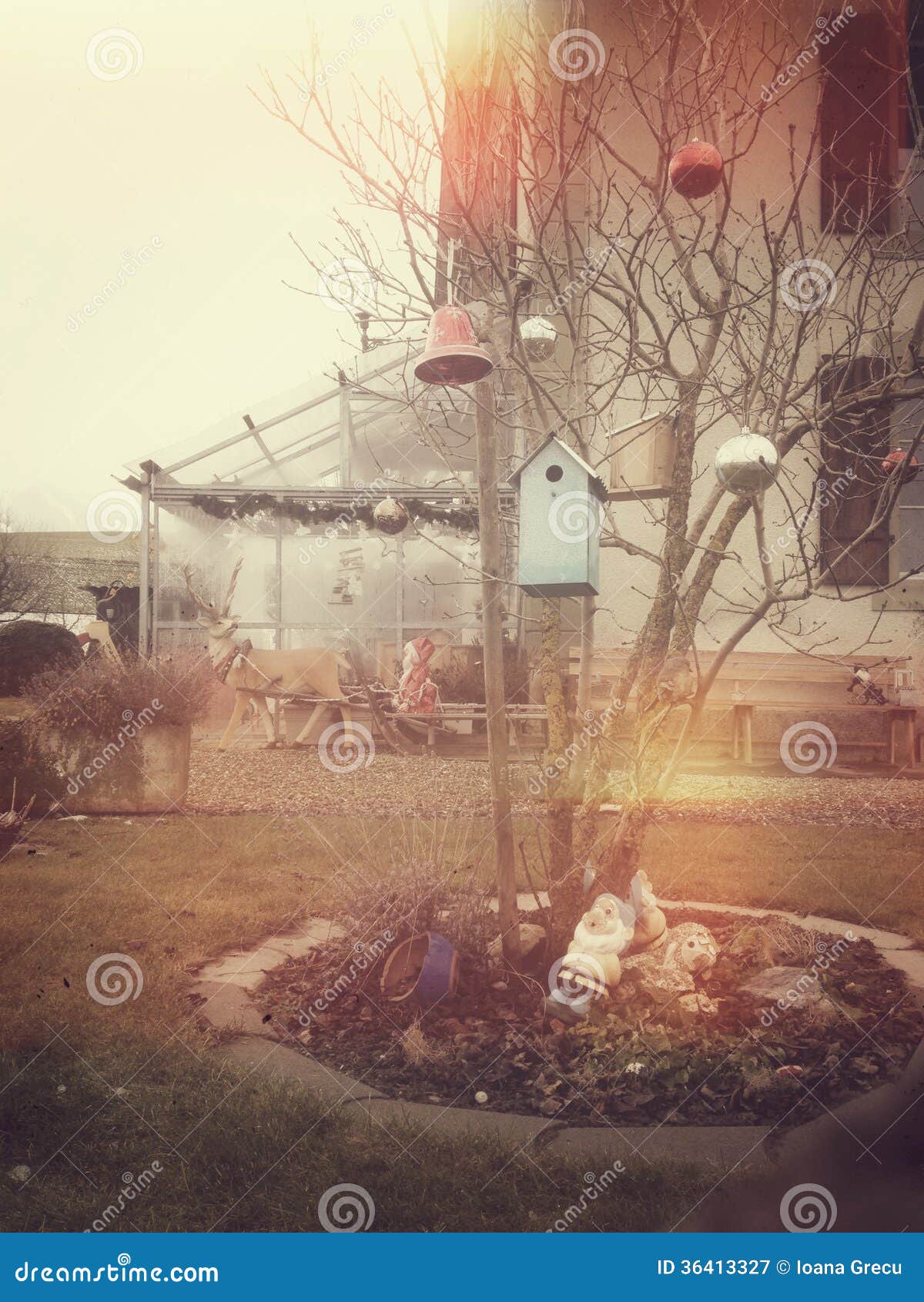 Christmas retro tree stock image. Image of sledge, christmas - 36413327