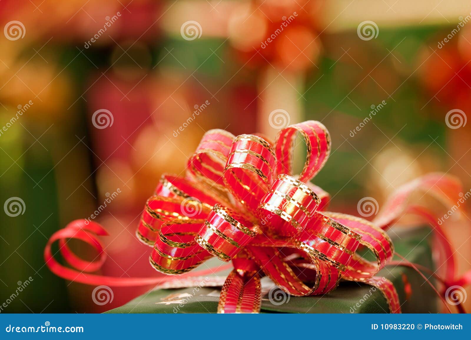 Christmas Ribbons and Lights Stock Photo - Image of shiny, bows: 10983220