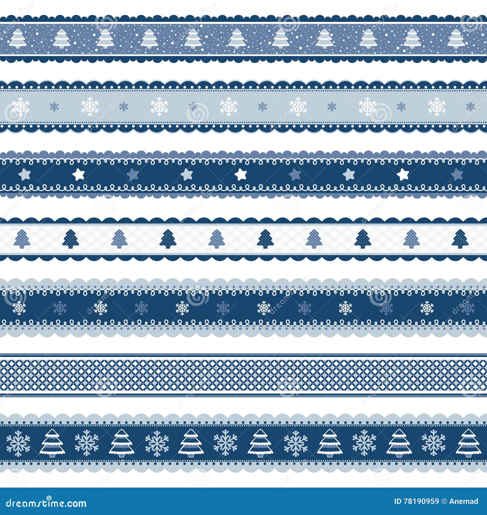 Christmas Ribbons Patterns in Blue Stock Illustration - Illustration of ...