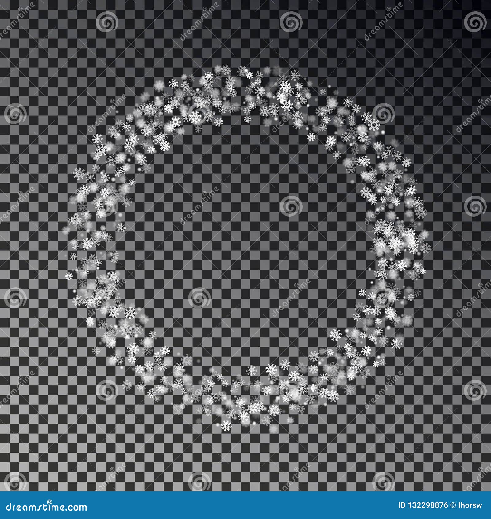 Christmas Ring of Falling Snow Vector Isolated on Transparent ...