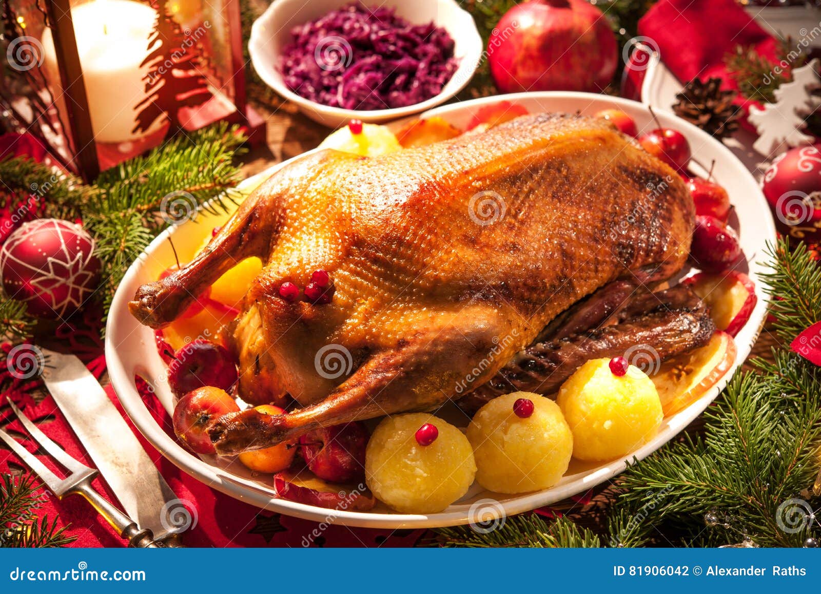 Christmas roast duck stock photo. Image of dinner, garnished - 81906042