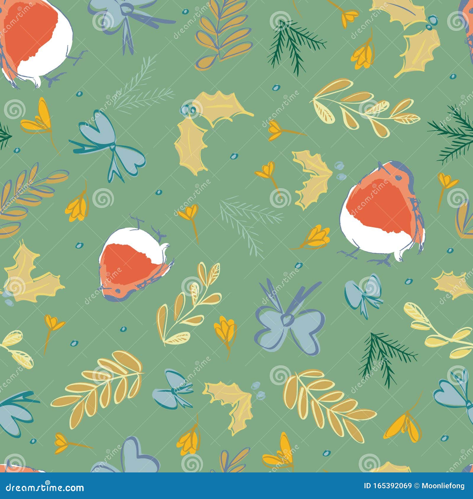 Christmas Robin Decorations Seamless Repeat Pattern Stock Vector ...