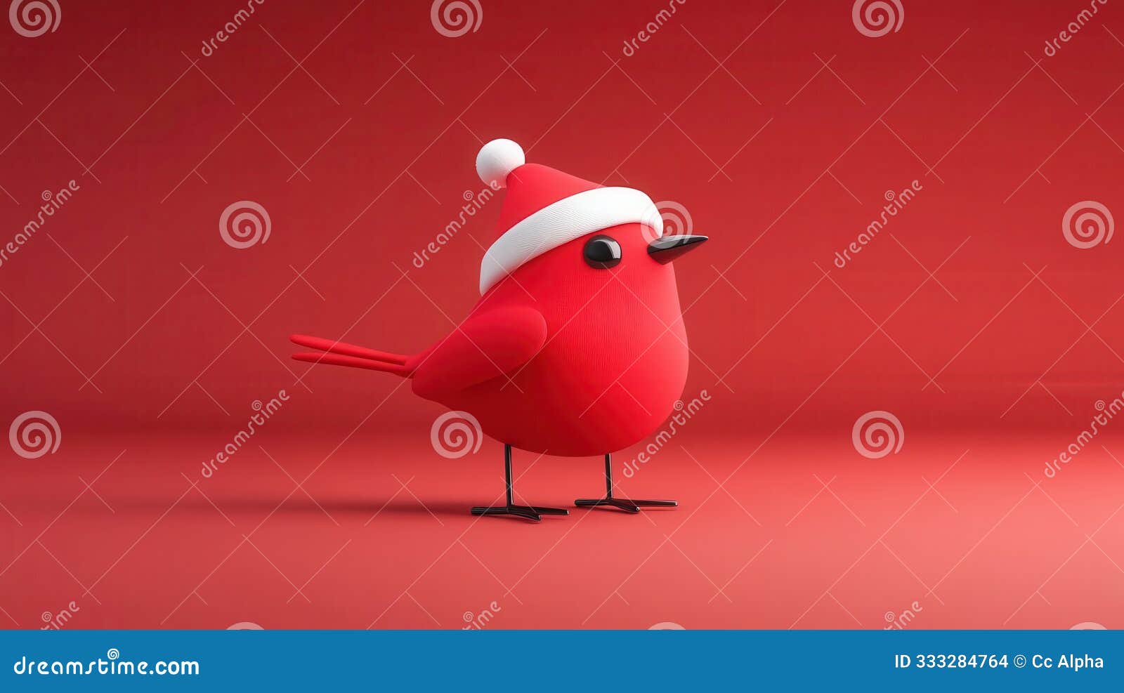 Christmas Robin Flat Design Front View Christmas Theme 3D Render ...