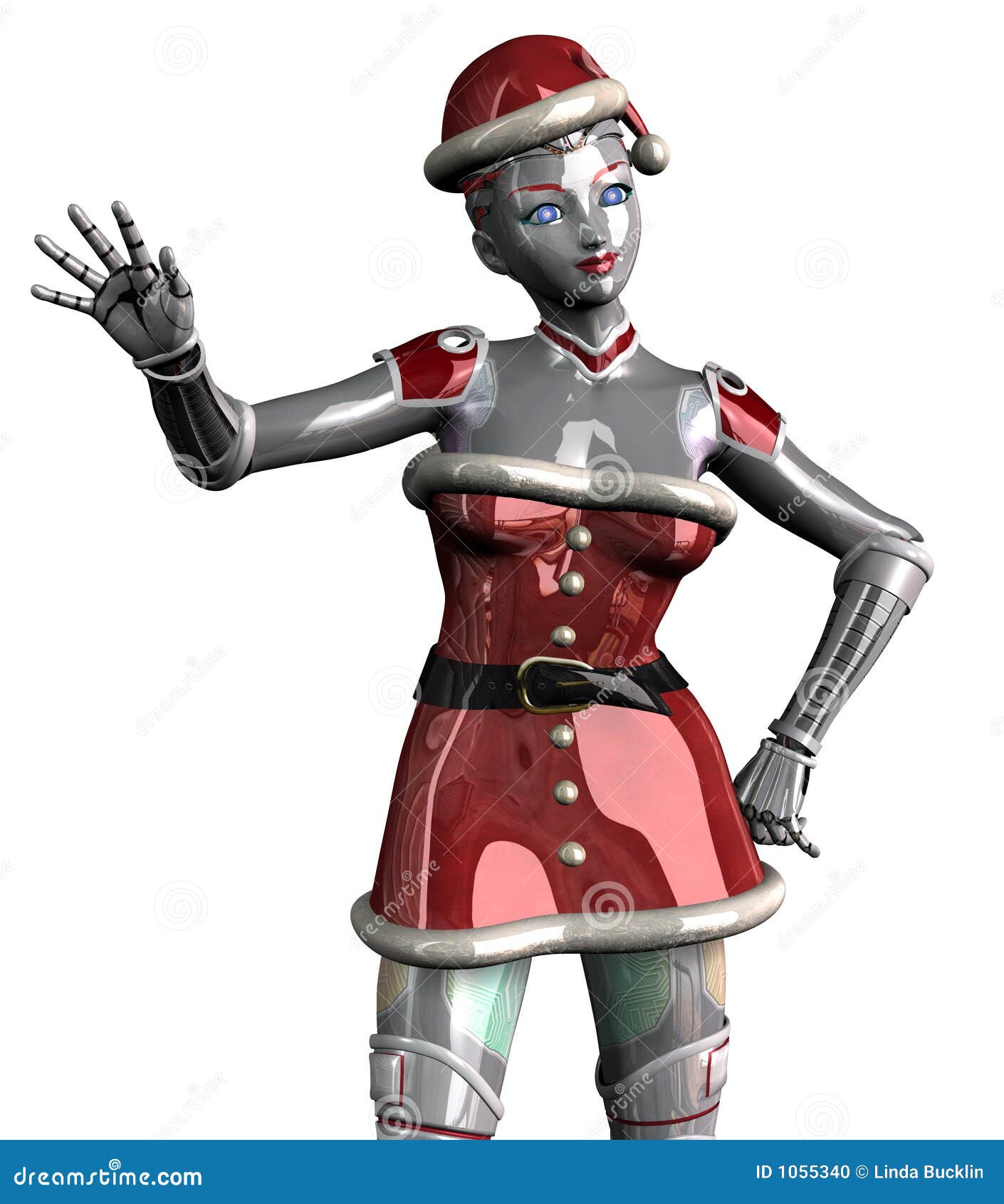 Christmas Robot Waving - Close Cropped - with Clipping Path Stock ...
