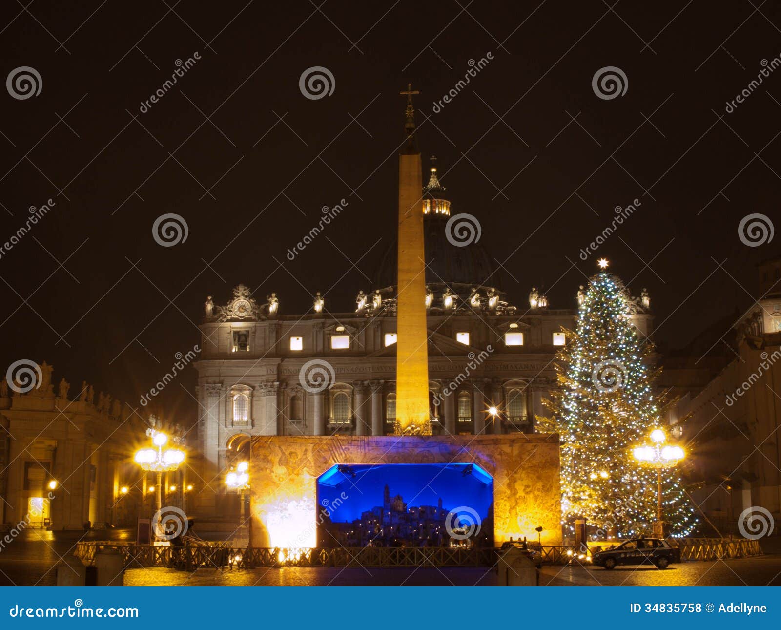 Christmas in Rome stock photo. Image of light, pope, square - 34835758