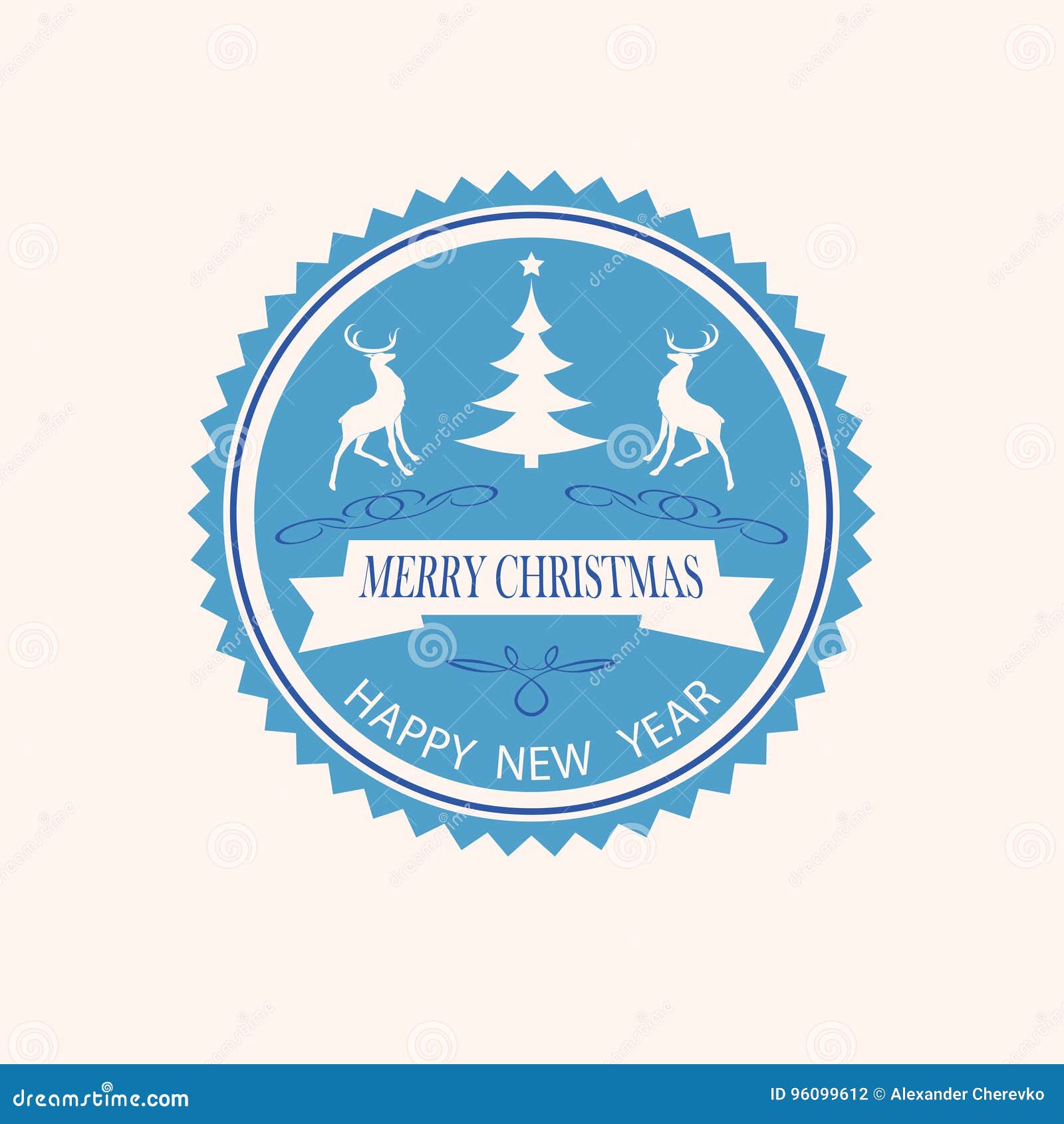 Christmas round emblem stock vector. Illustration of holiday - 96099612