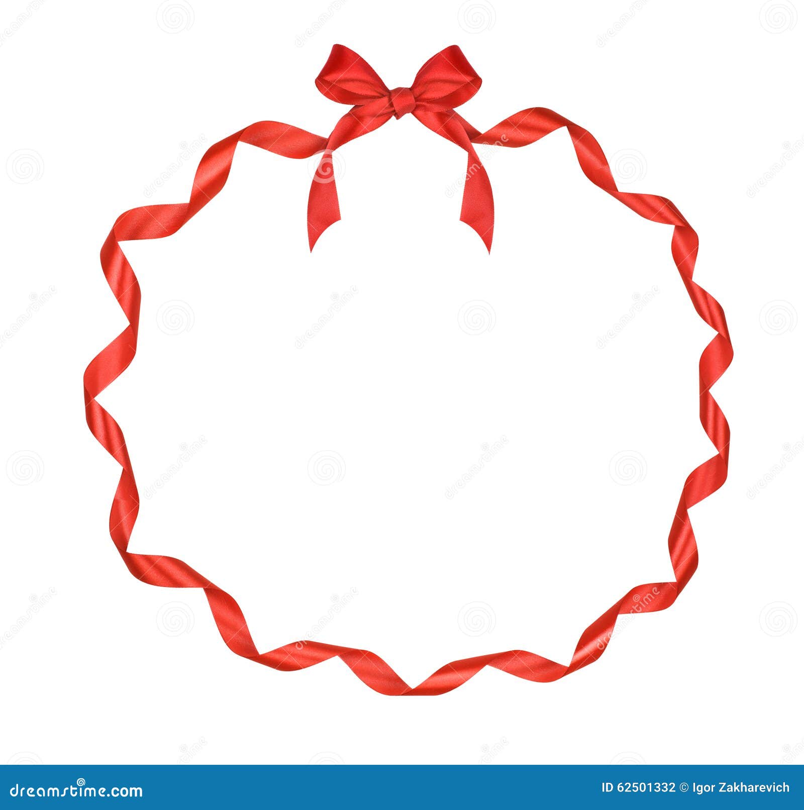 Christmas Round Frame of Red Ribbon Stock Photo - Image of decorative ...