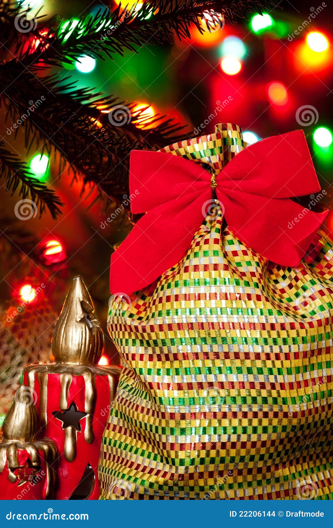 Christmas sac stock photo. Image of golden, tree, candles - 22206144