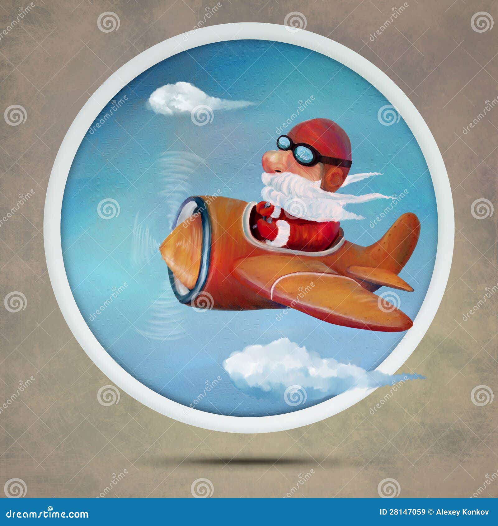 Christmas Santa on Airplane Stock Illustration - Illustration of santa ...
