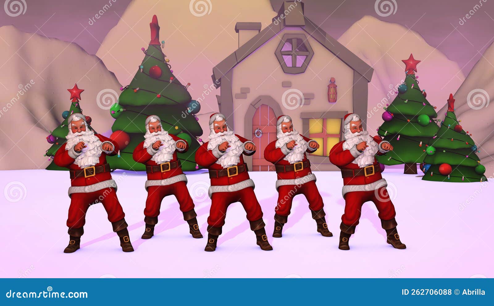 Christmas Santa Clauses are Dancing. Stock Illustration - Illustration ...