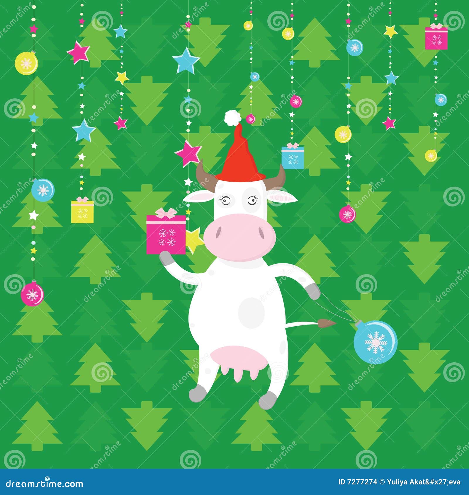 Christmas santa cow stock vector. Illustration of star - 7277274