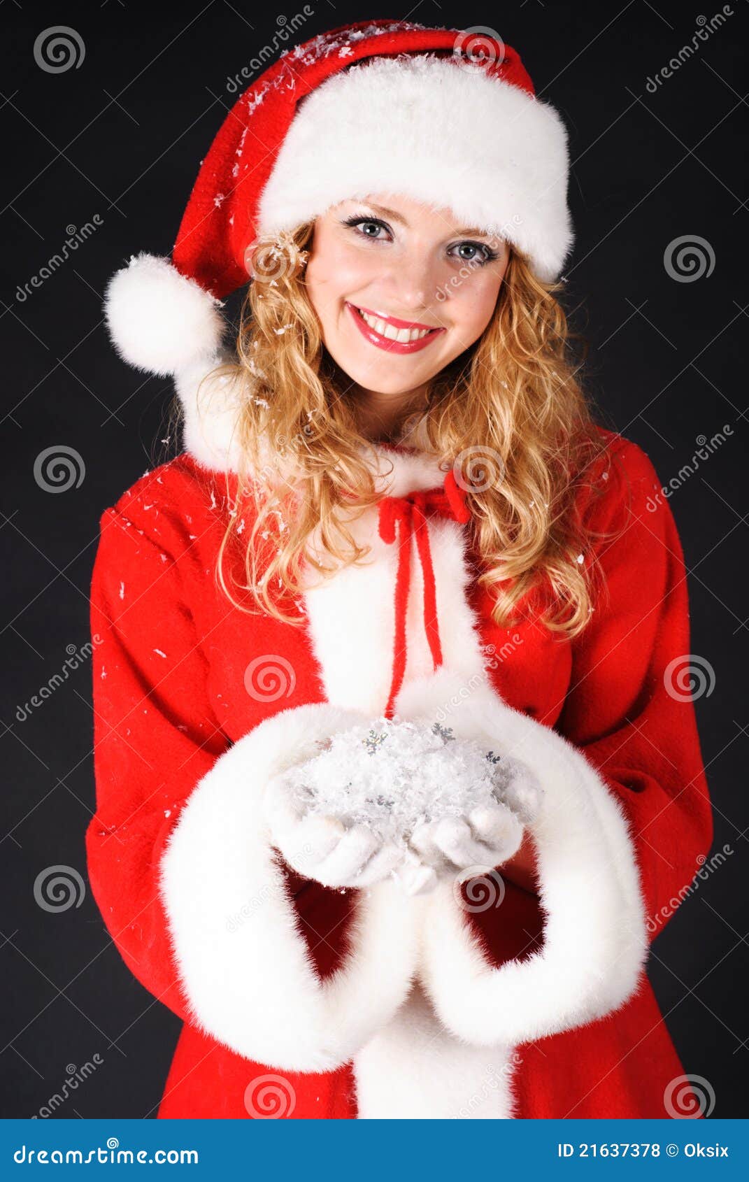 Christmas santa girl stock photo. Image of smiling, female - 21637378