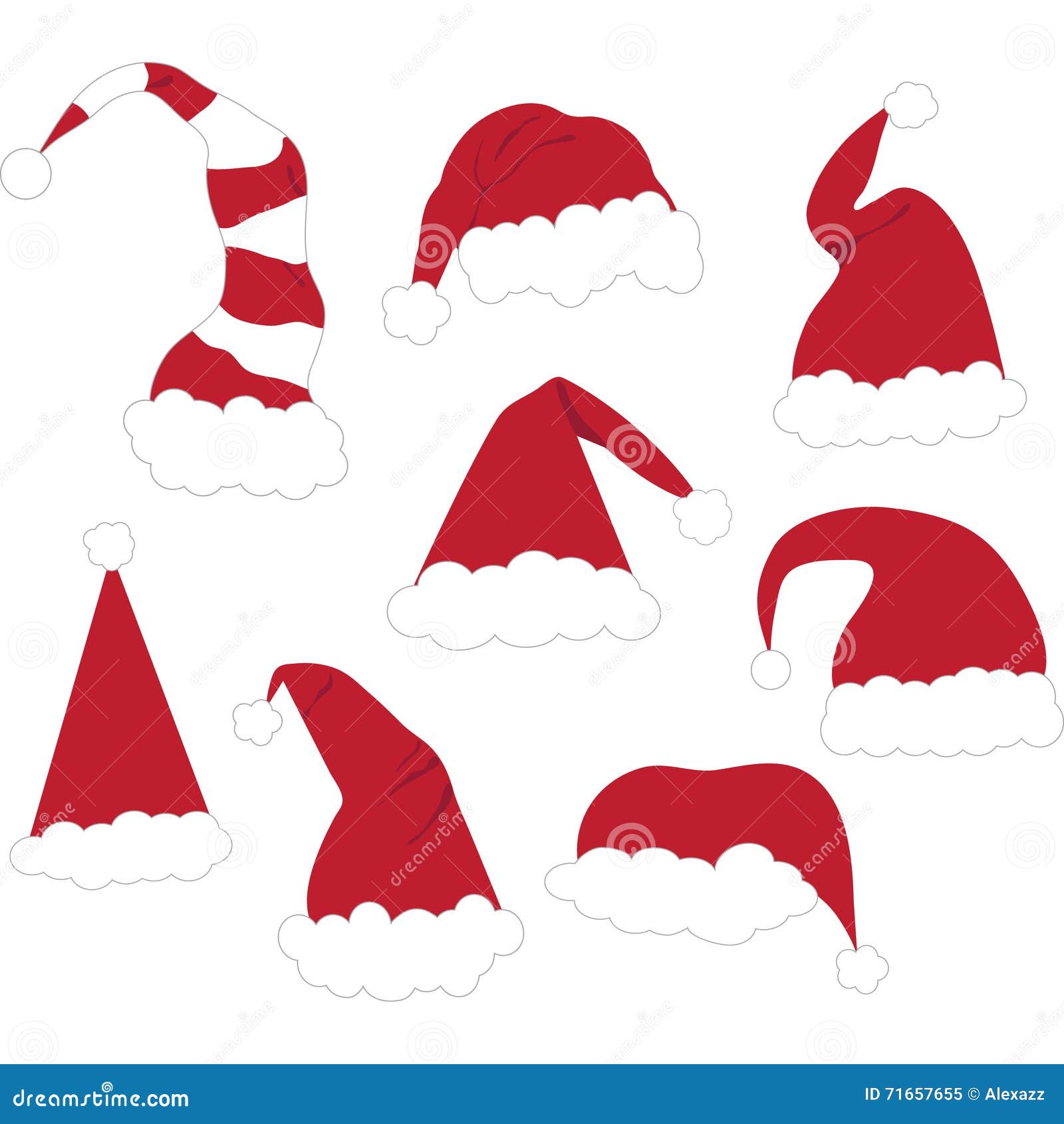 Christmas Santa Hats set stock vector. Illustration of head - 71657655