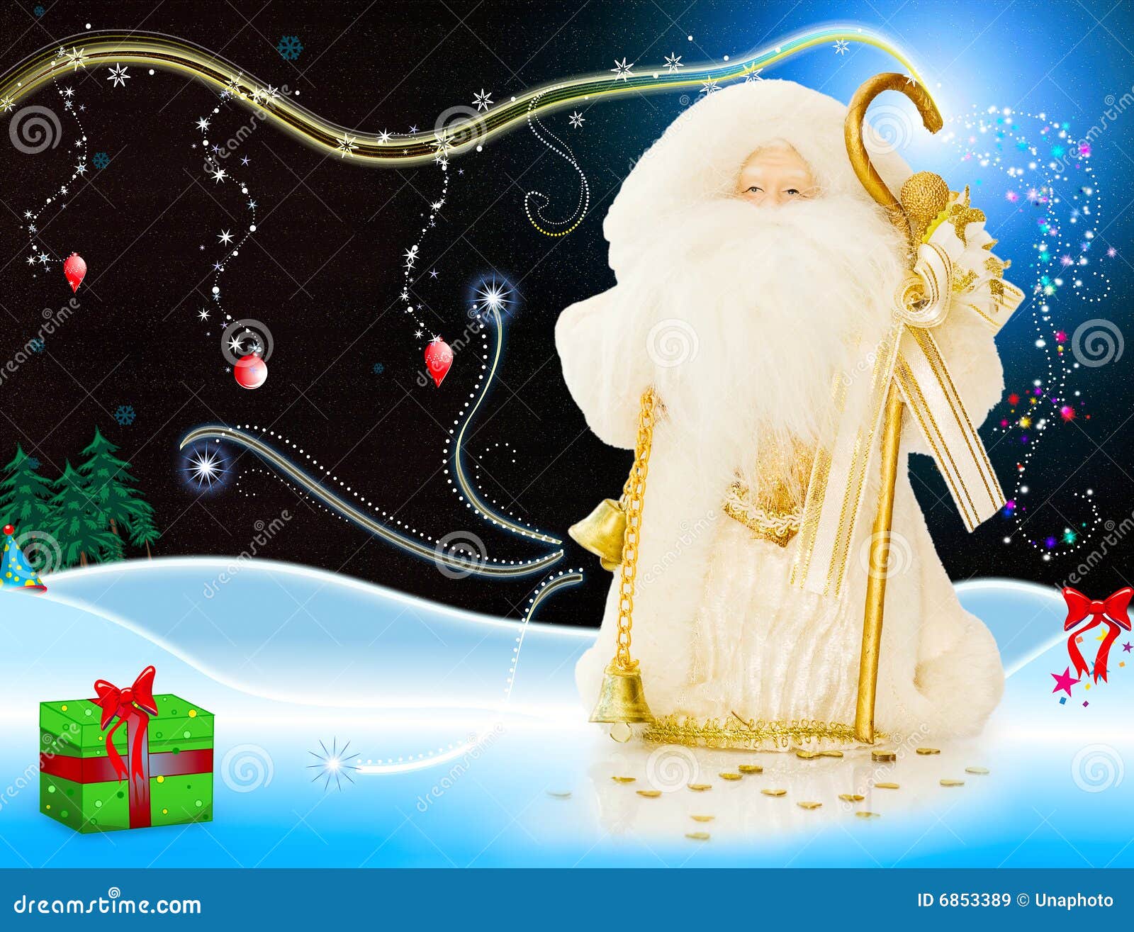 Christmas Santa on a Magic December Night Stock Illustration ...