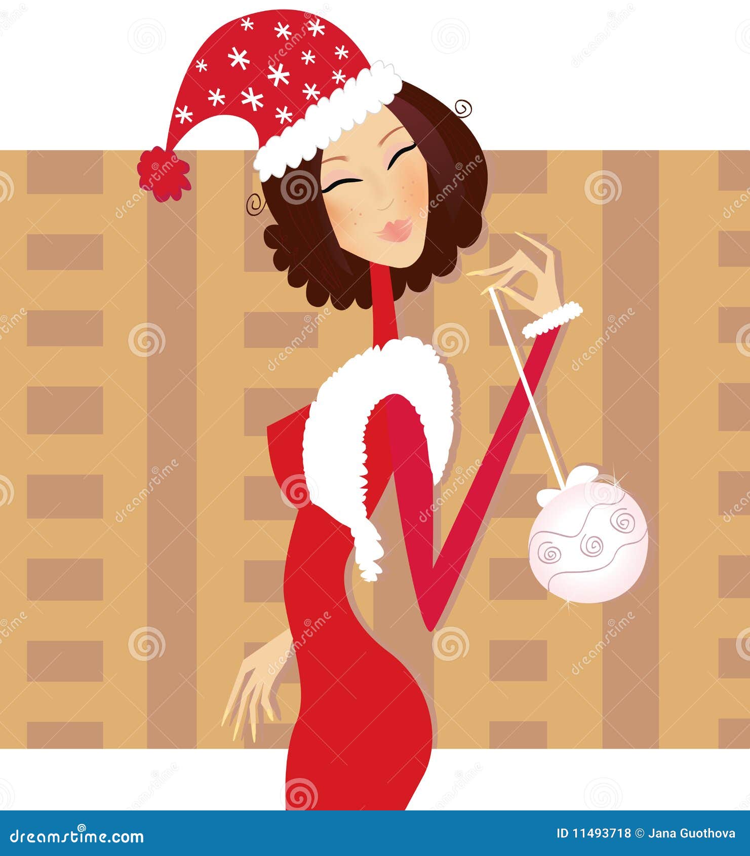 Christmas â€œsantaâ€ Woman Stock Vector - Illustration of brunette ...
