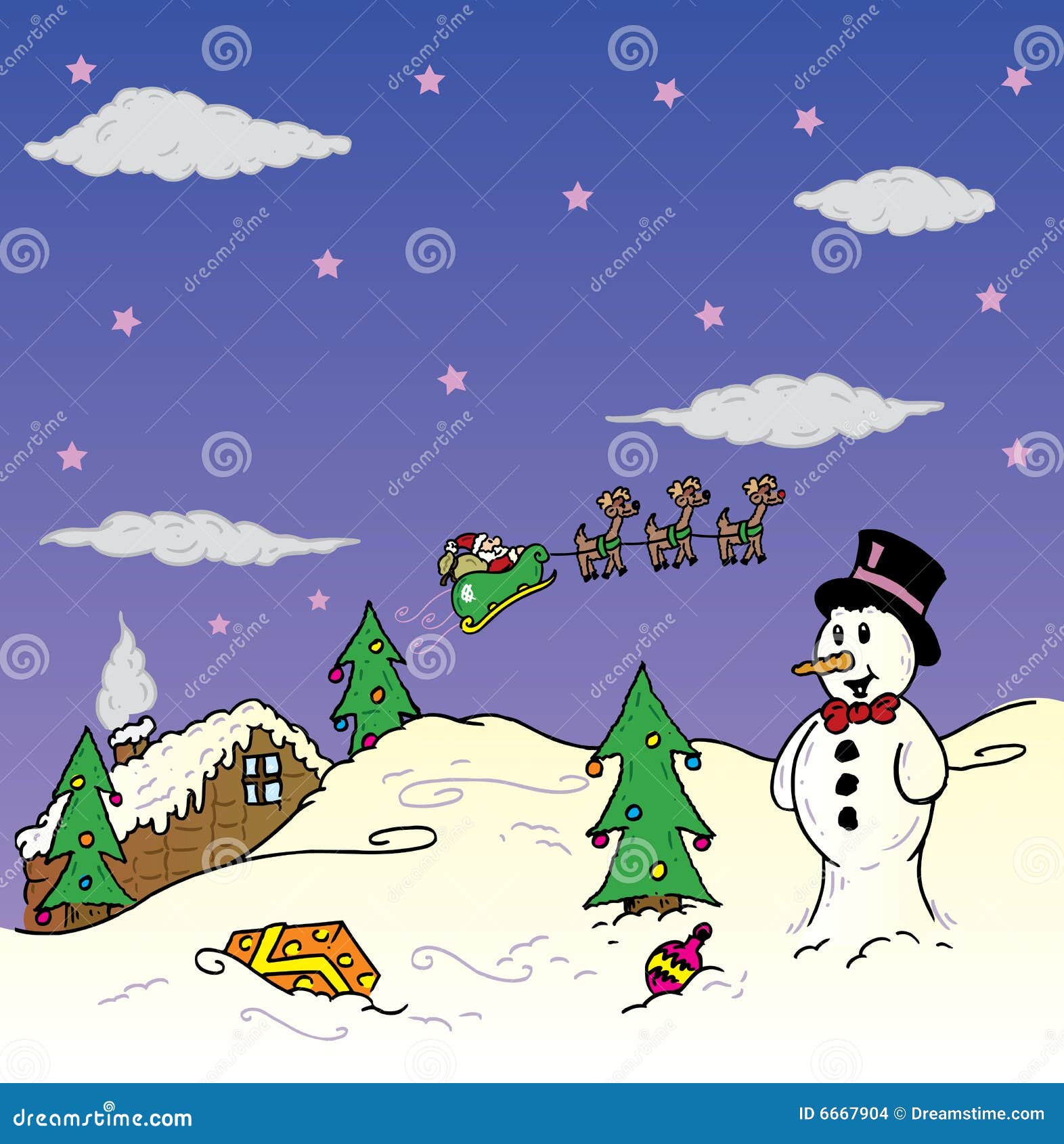 Christmas Scene Cartoon stock vector. Illustration of christmas - 6667904